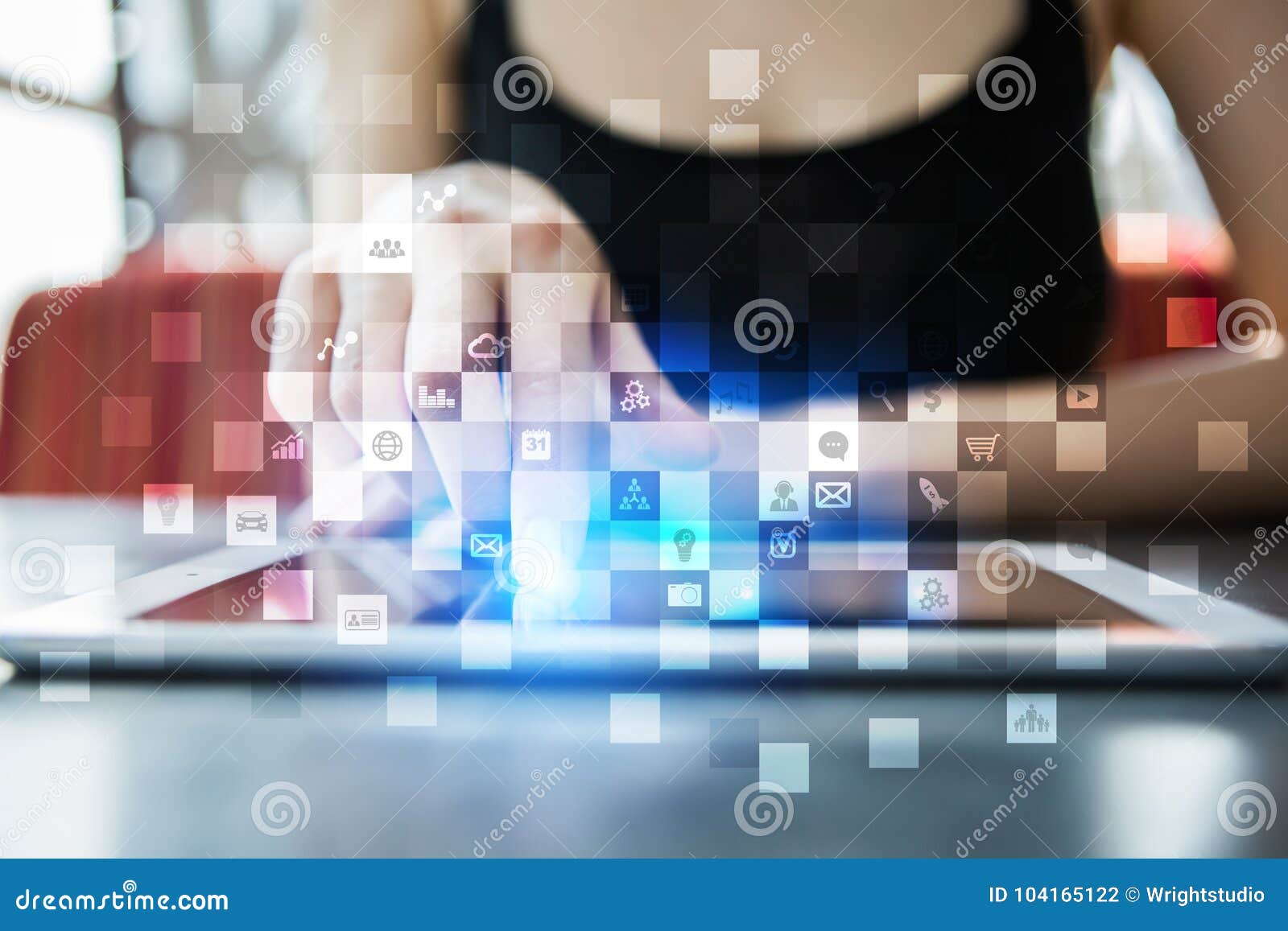 Virtual Screen Interface with Applications Icons. Internet Technology ...