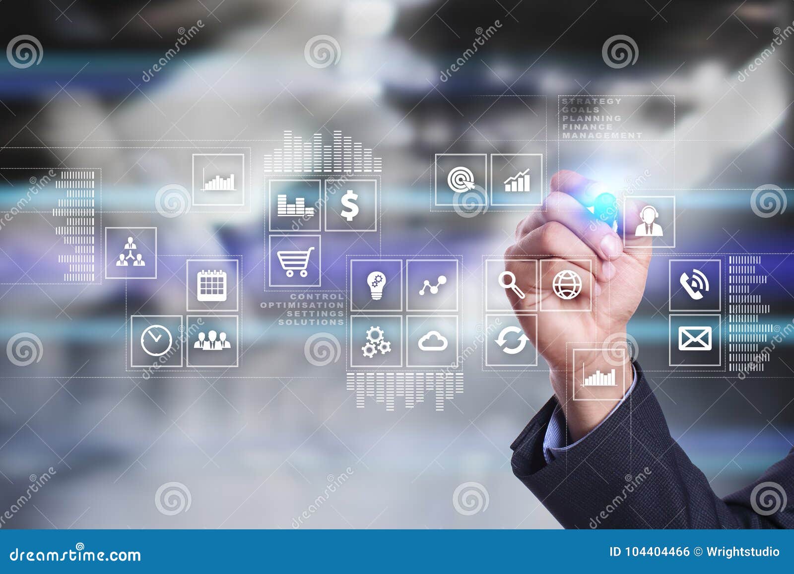 Virtual Screen Interface with Applications Icons. Internet Technology ...