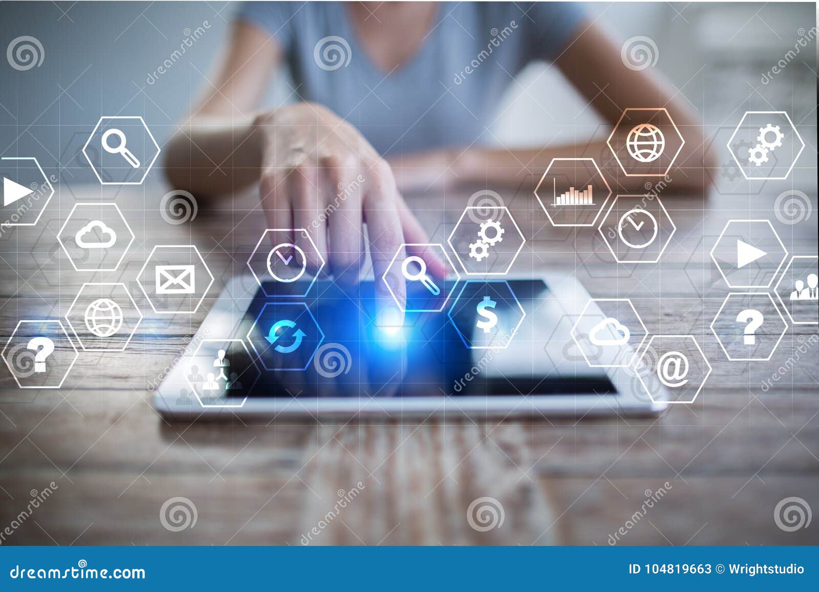 Virtual Screen Interface with Applications Icons. Strategy Planning ...