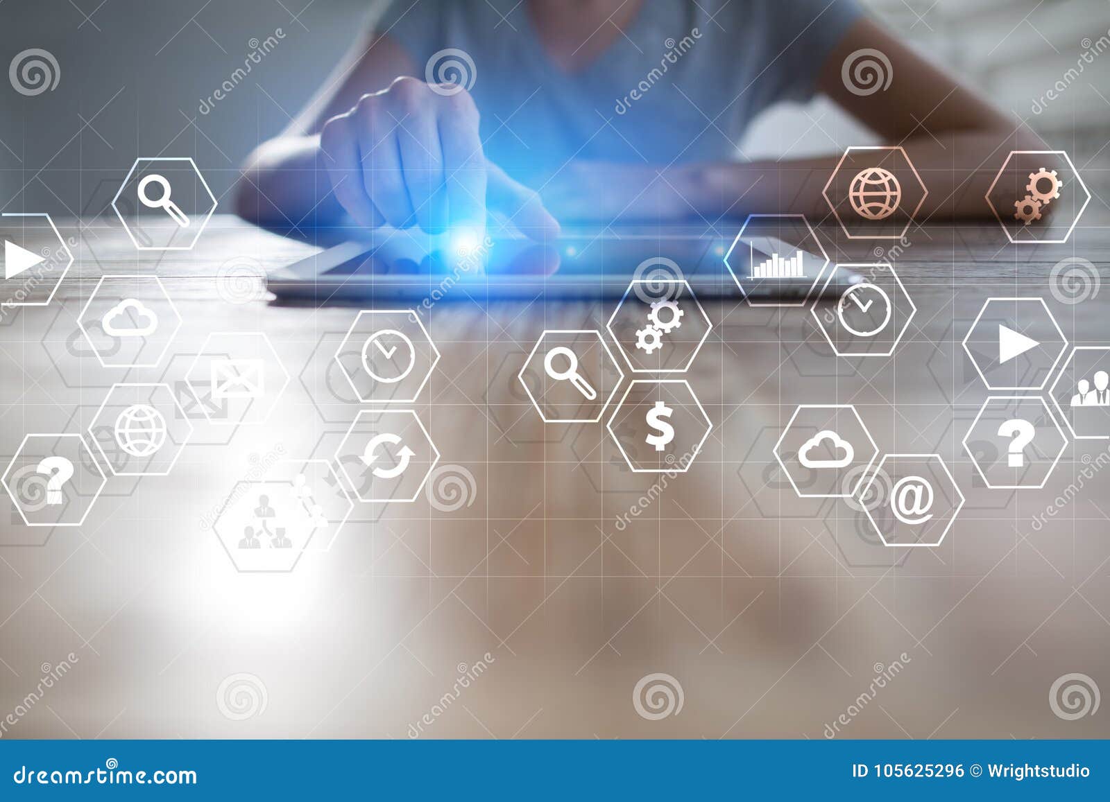 Virtual Screen Interface with Applications Icons. APPS. Strategy ...