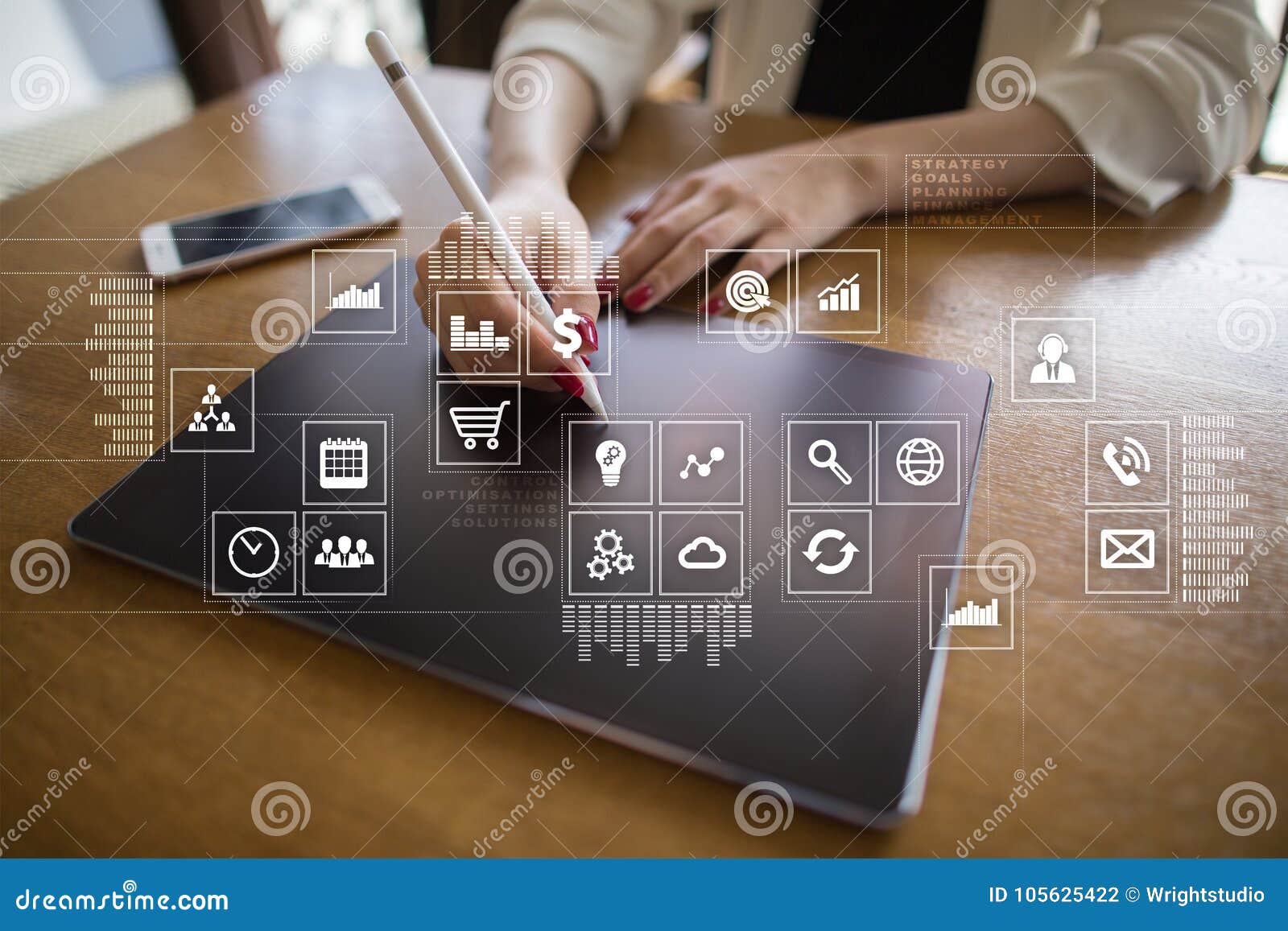 Virtual Screen Interface with Applications Icons. APPS. Strategy ...