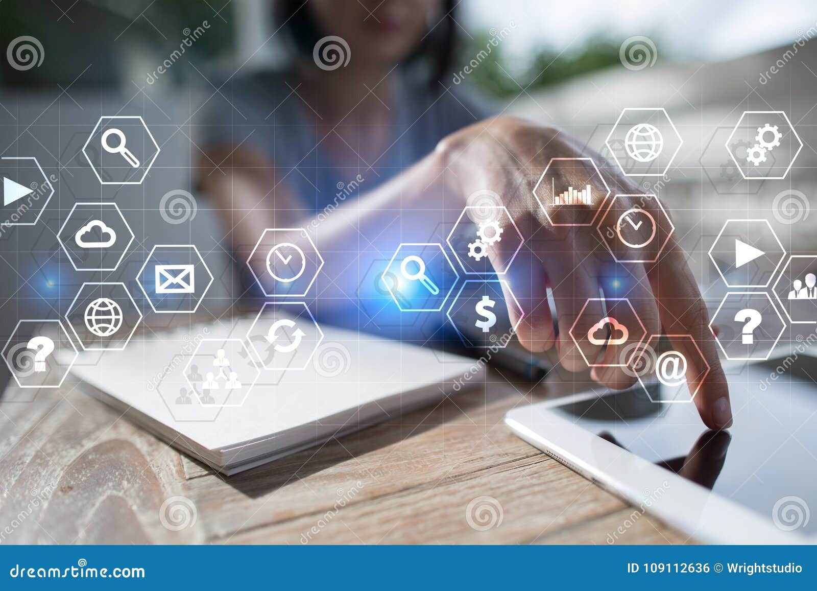 Virtual Screen Interface with Applications Icons. APPS. Strategy ...
