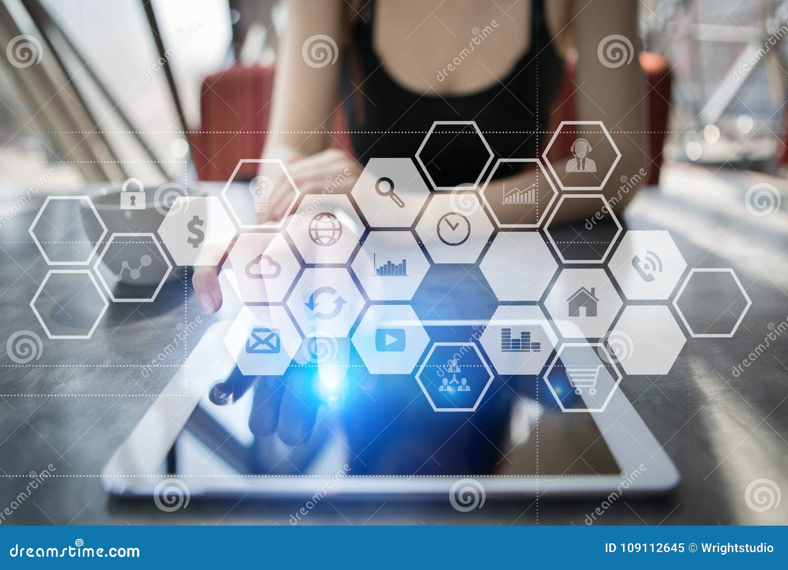 Virtual Screen Interface with Applications Icons. APPS. Strategy ...