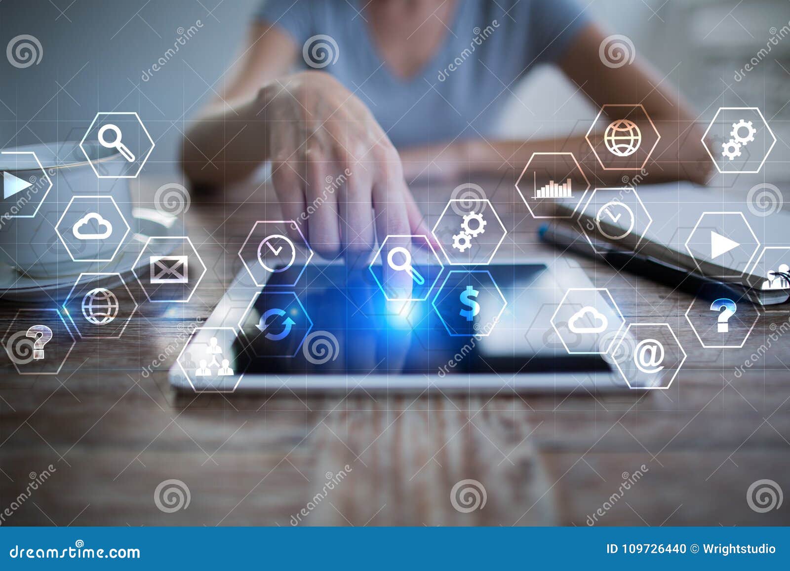 Virtual Screen Interface with Applications Icons. APPS. Strategy ...