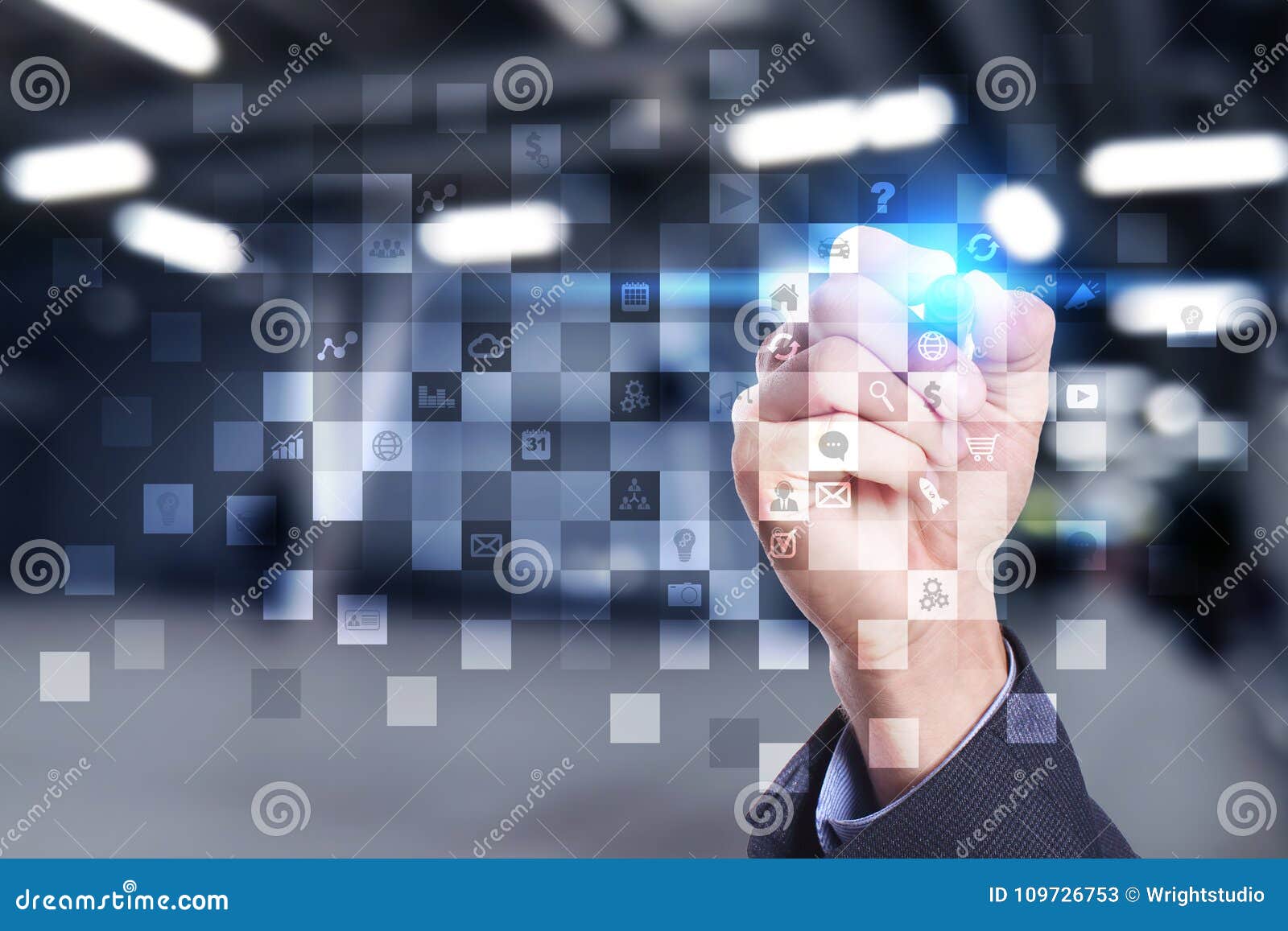 Virtual Screen Interface with Applications Icons. APPS. Strategy ...