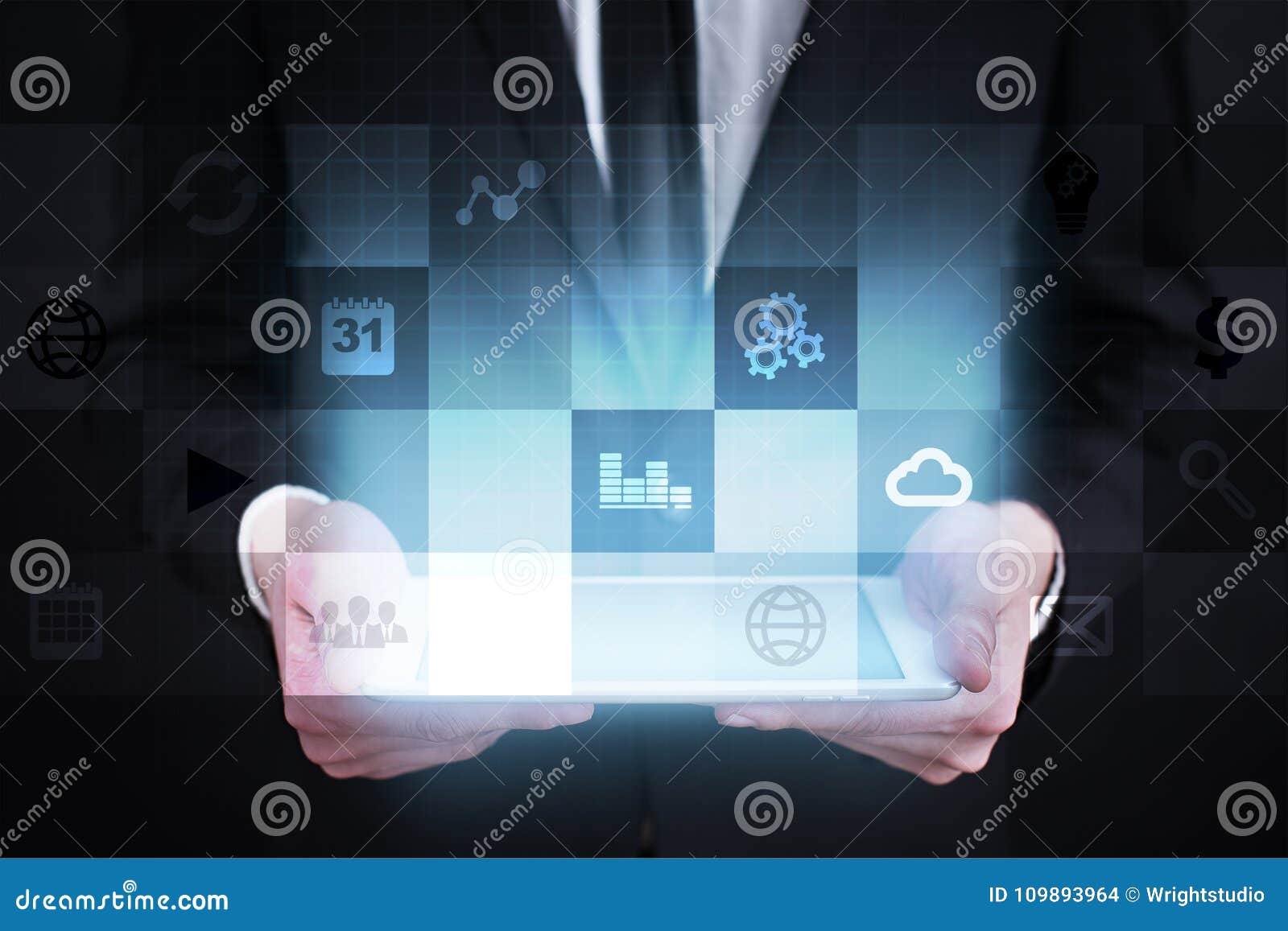 Virtual Screen Interface with Applications Icons. APPS. Strategy ...