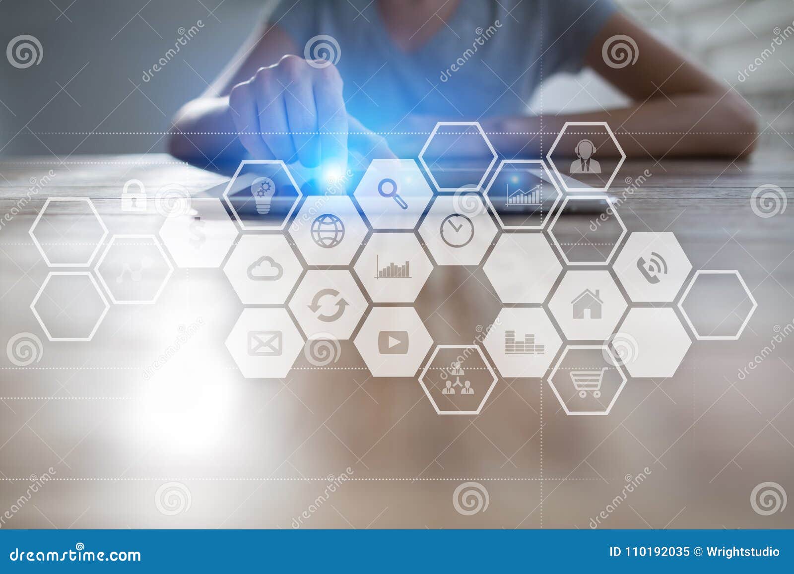 Virtual Screen Interface with Applications Icons. APPS. Strategy ...
