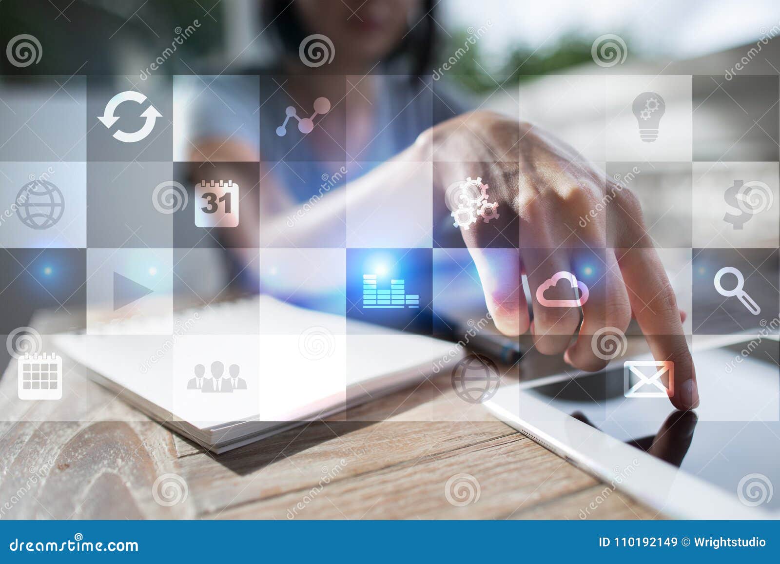 Virtual Screen Interface with Applications Icons. APPS. Strategy ...