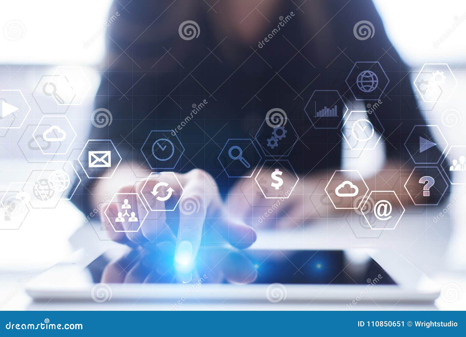 Virtual Screen Interface with Applications Icons. APPS. Strategy ...