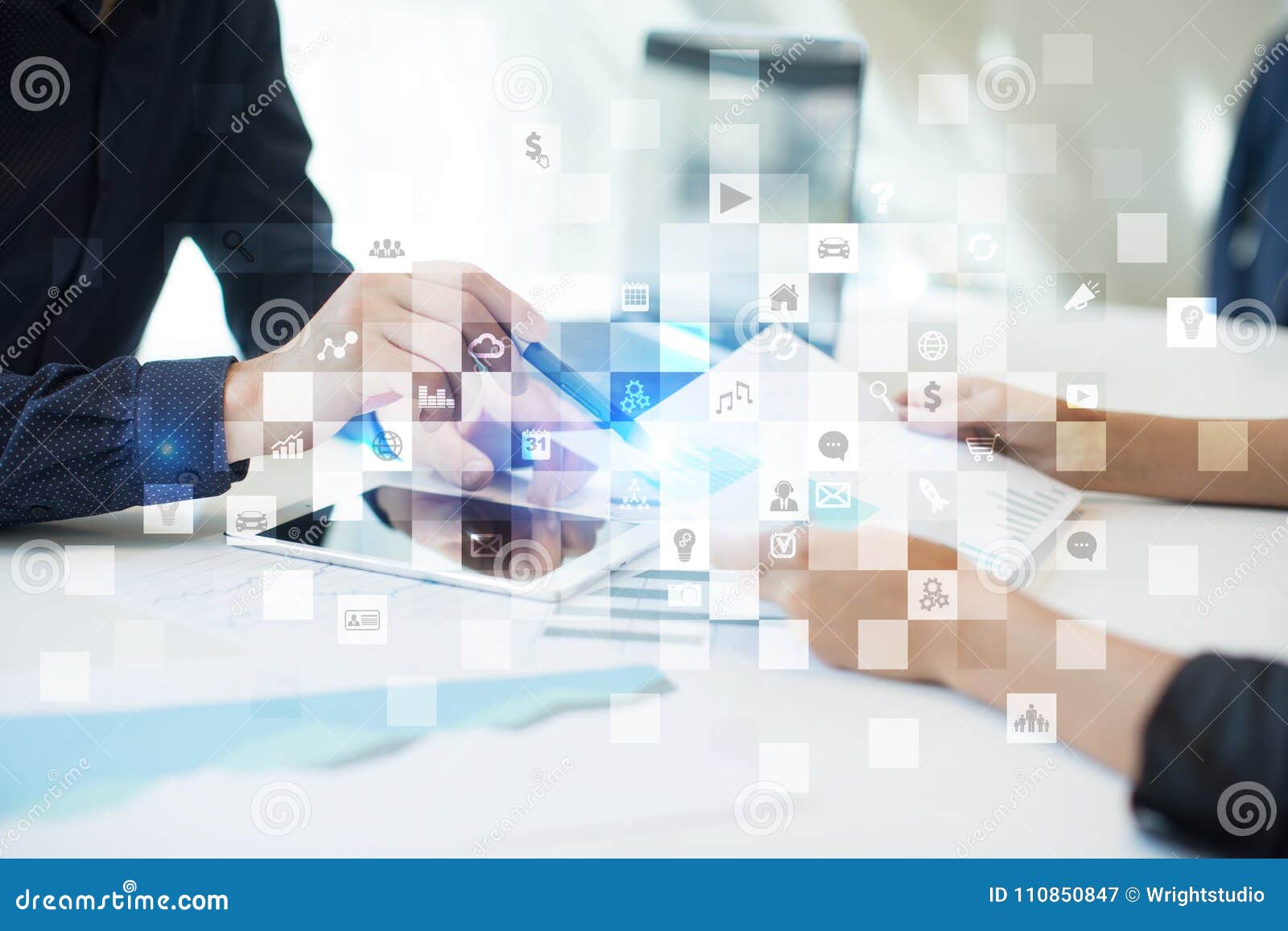Virtual Screen Interface with Applications Icons. APPS. Strategy ...