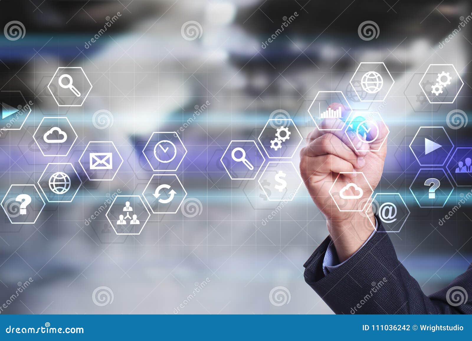Virtual Screen Interface with Applications Icons. APPS. Strategy ...