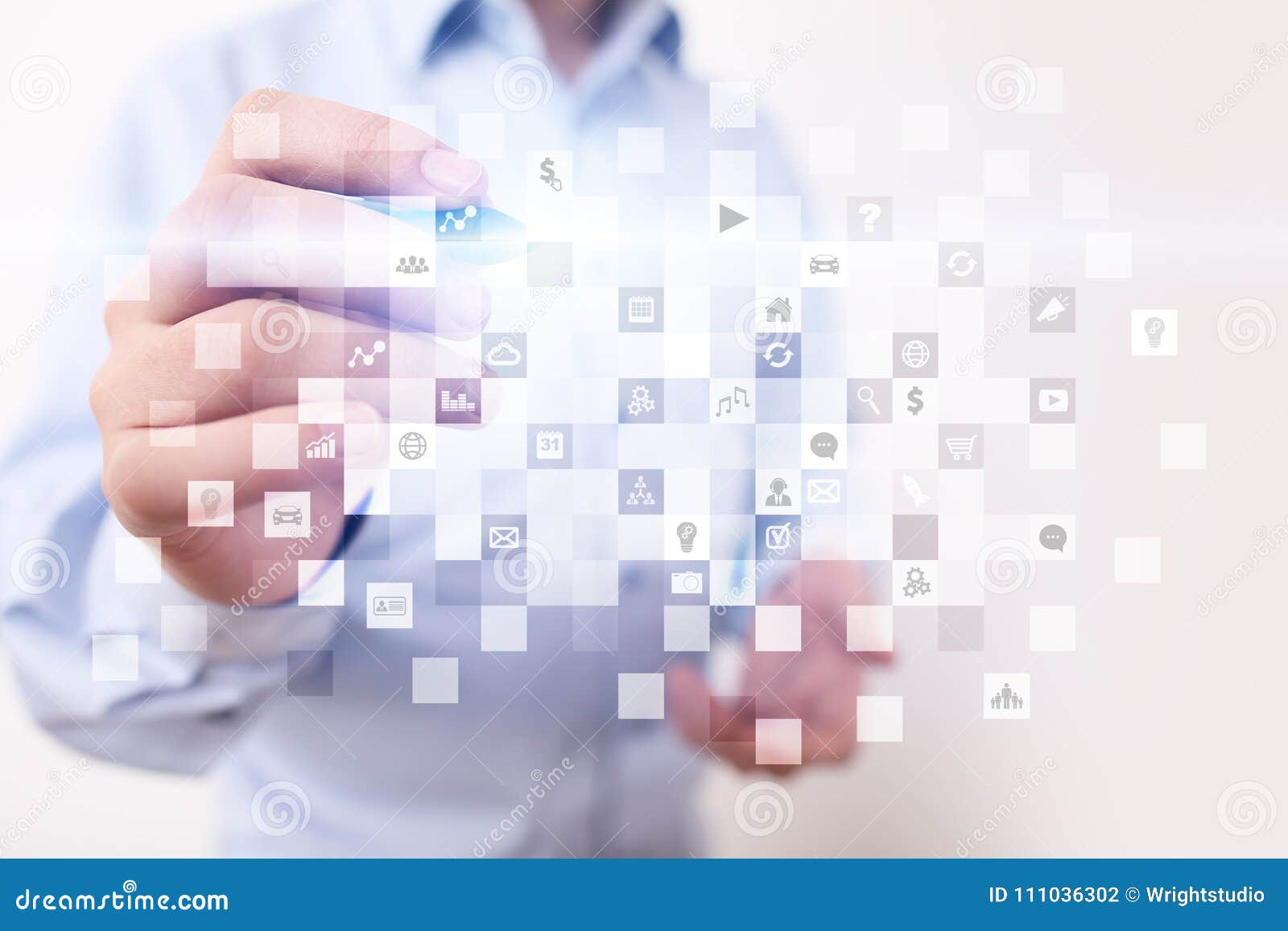 Virtual Screen Interface with Applications Icons. APPS. Strategy ...