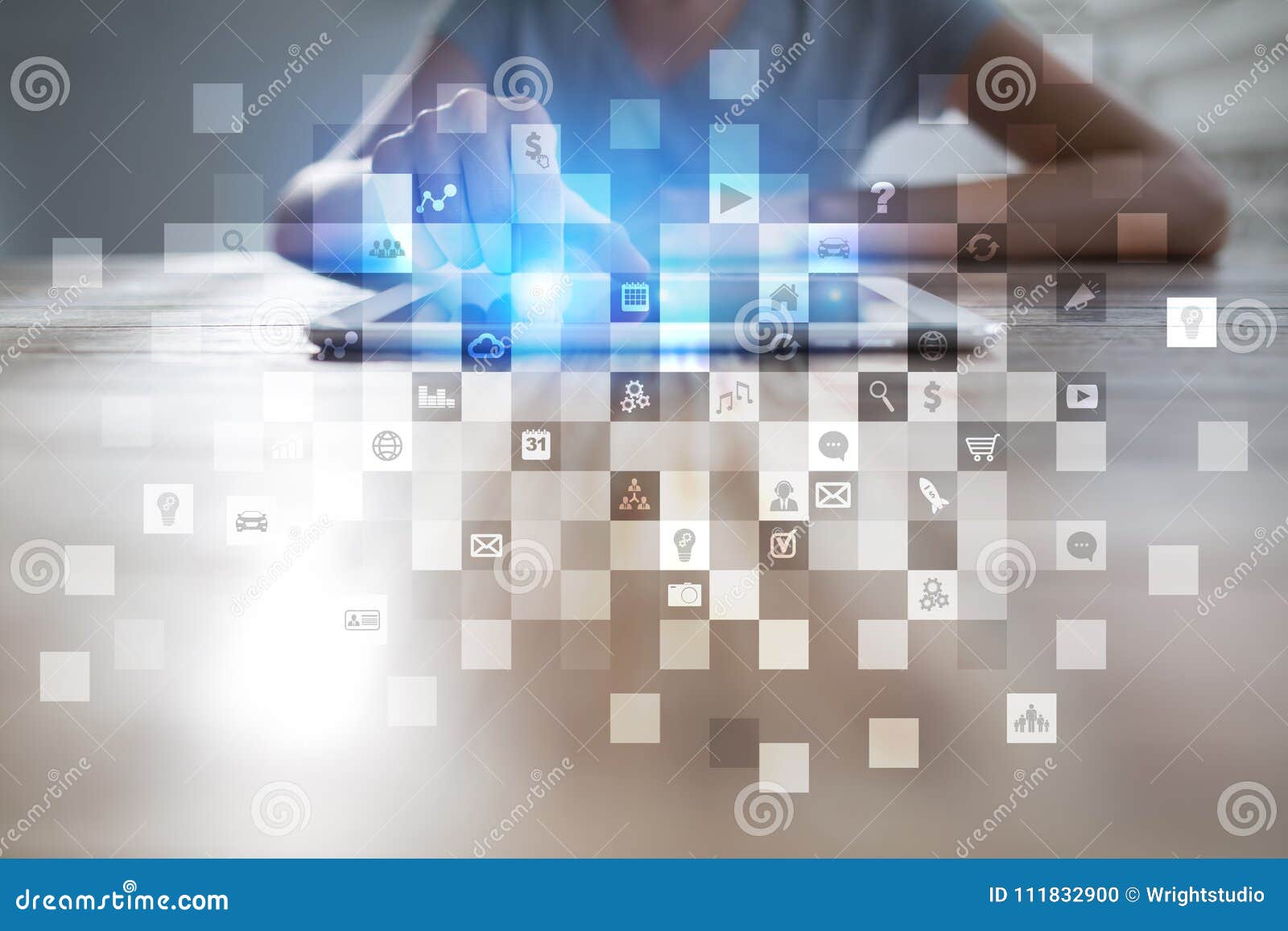 Virtual Screen Interface with Applications Icons. APPS. Strategy ...