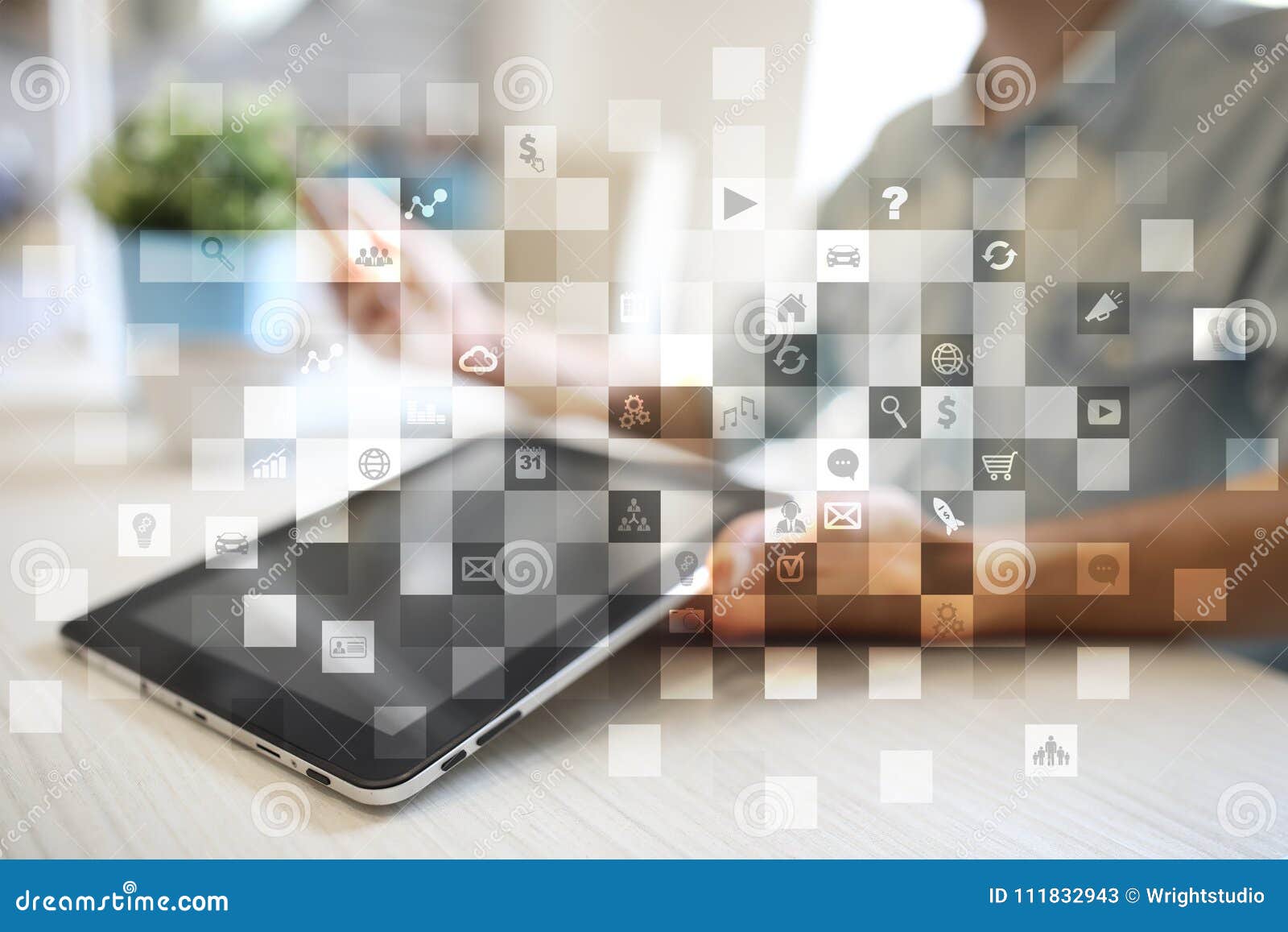 Virtual Screen Interface with Applications Icons. APPS. Strategy ...