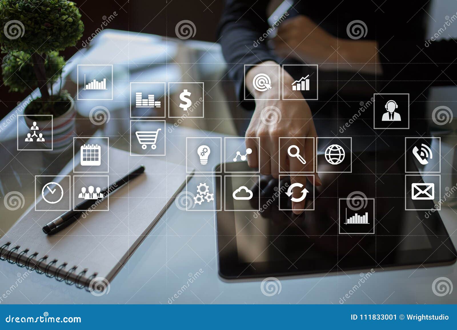 Virtual Screen Interface with Applications Icons. APPS. Strategy ...