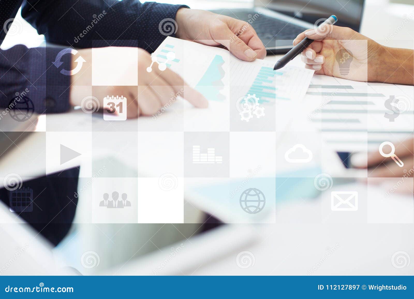 Virtual Screen Interface with Applications Icons. APPS. Strategy ...