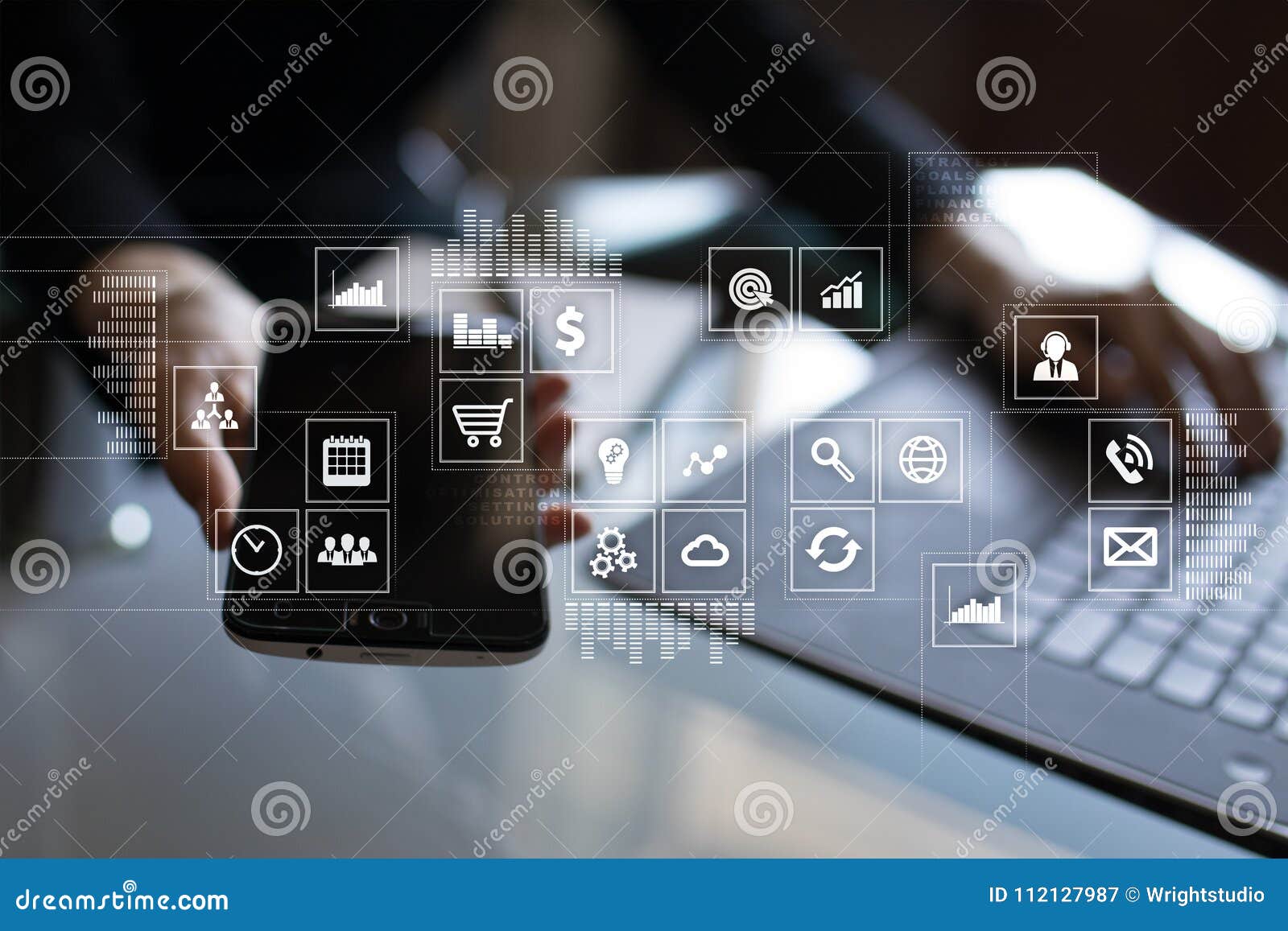 Virtual Screen Interface with Applications Icons. APPS. Strategy ...