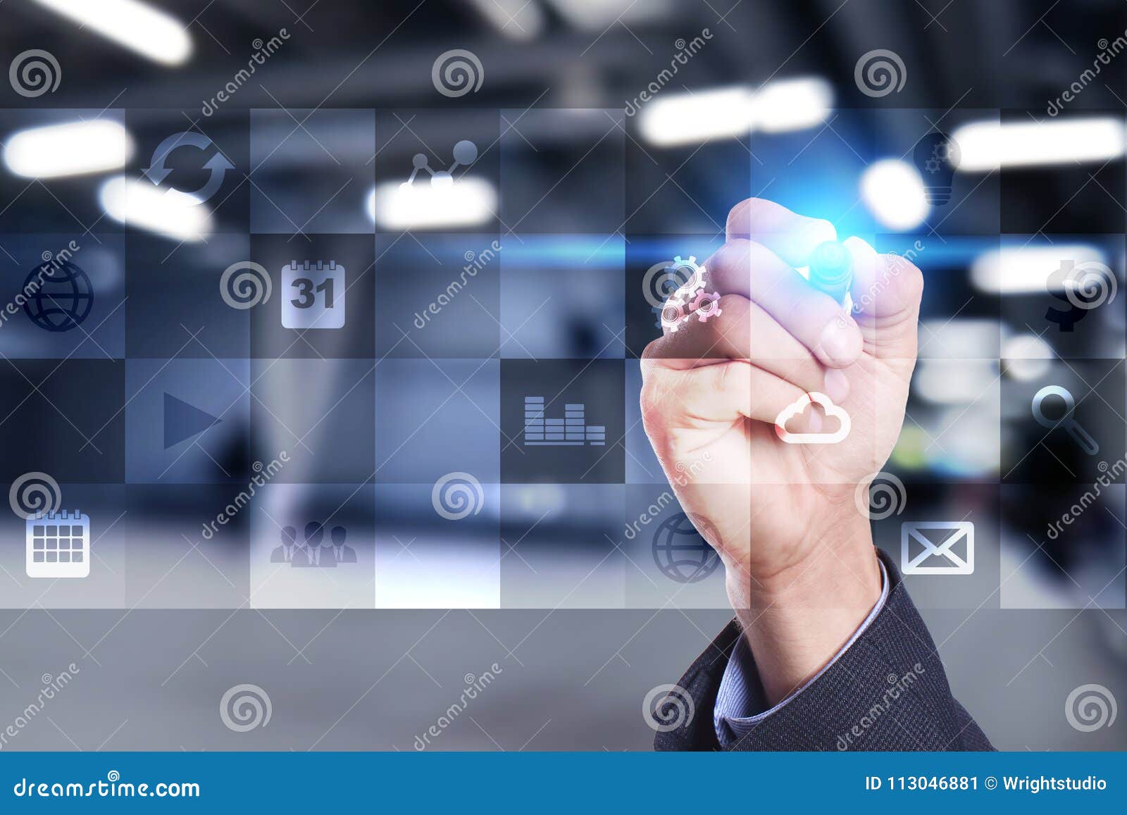 Virtual Screen Interface with Applications Icons. APPS. Strategy ...
