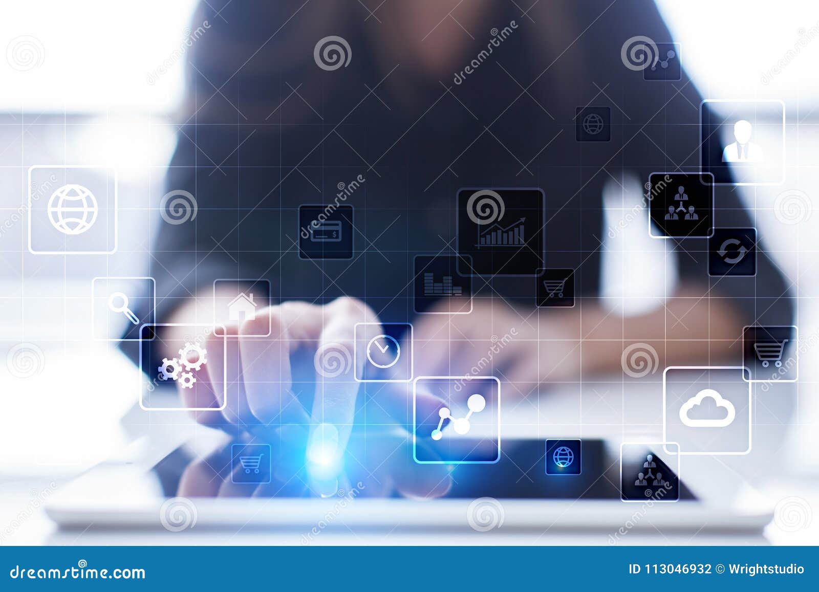 Virtual Screen Interface with Applications Icons. APPS. Strategy ...