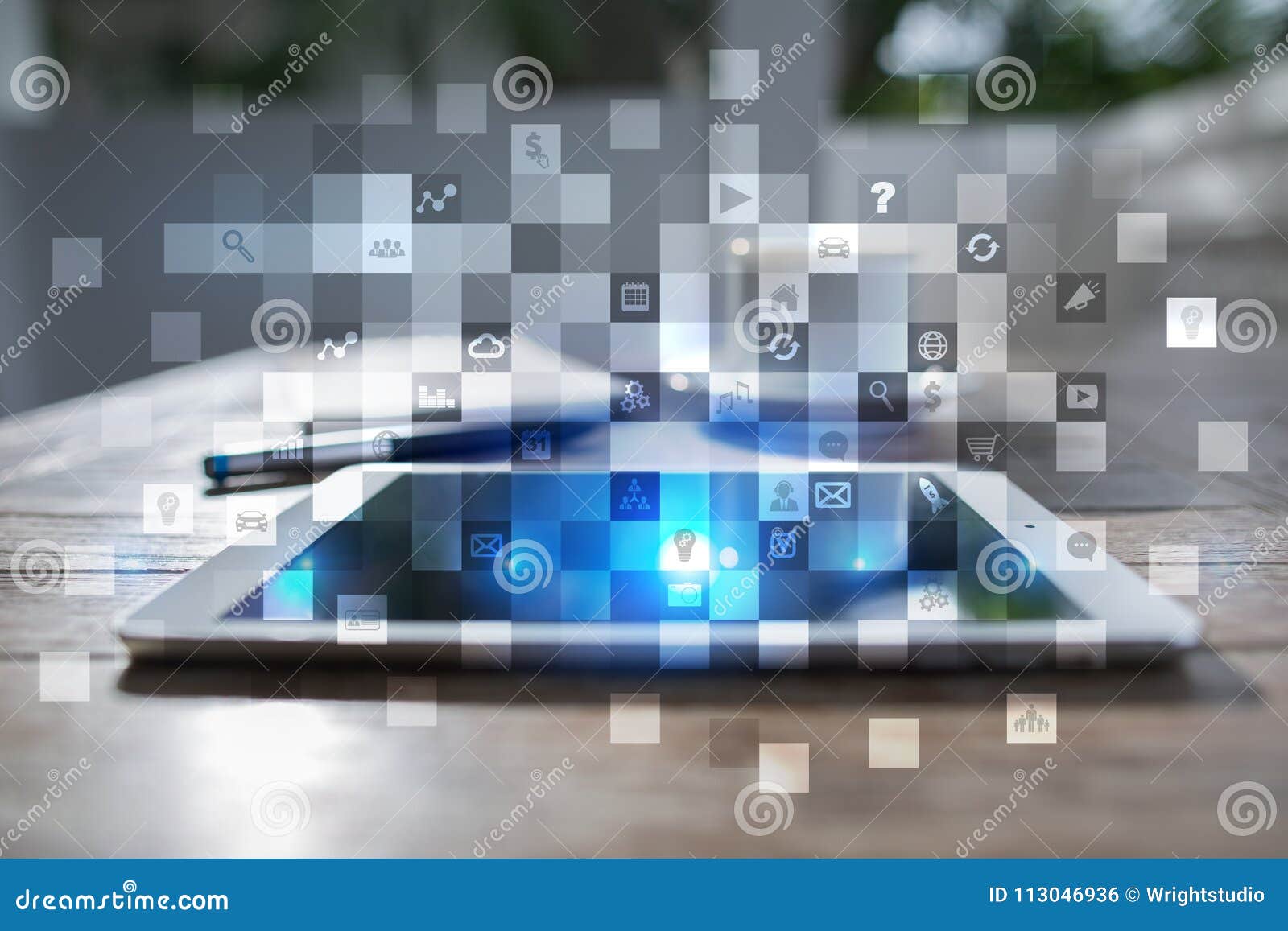 Virtual Screen Interface with Applications Icons. APPS. Strategy ...