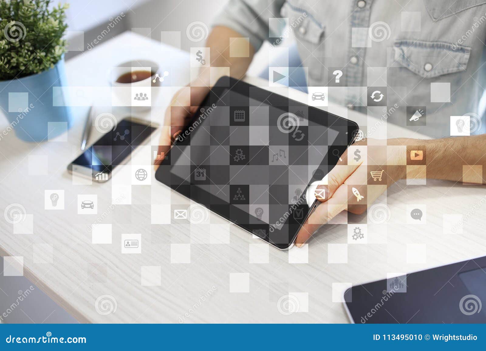 Virtual Screen Interface with Applications Icons. APPS. Strategy ...