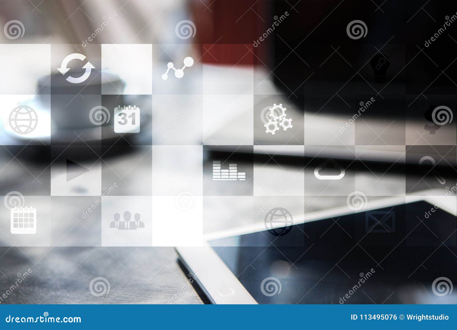 Virtual Screen Interface with Applications Icons. APPS. Strategy ...
