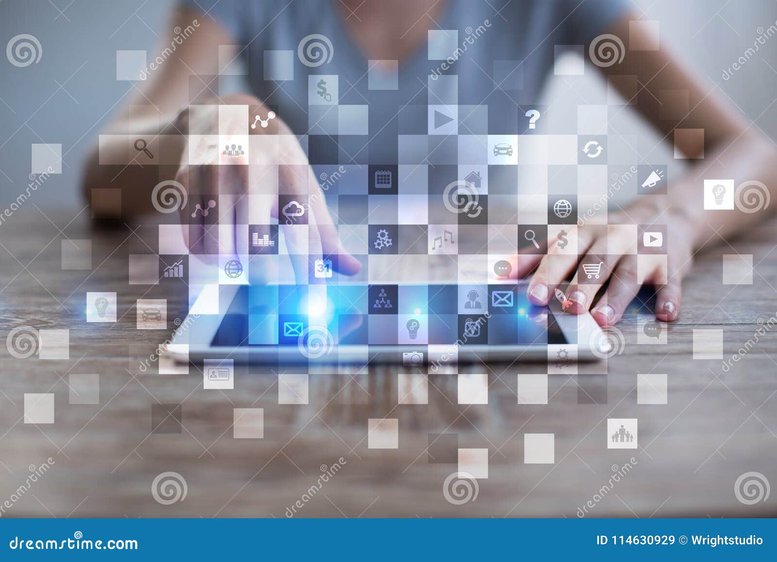 Virtual Screen Interface with Applications Icons. APPS. Strategy ...