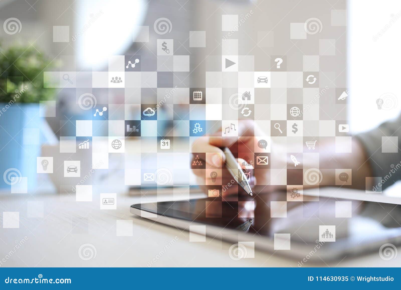 Virtual Screen Interface with Applications Icons. APPS. Strategy ...