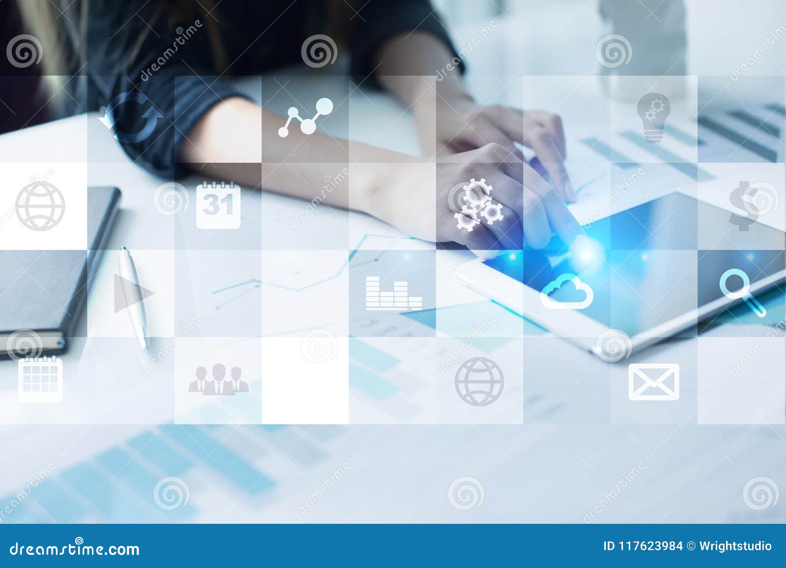 Virtual Screen Interface with Applications Icons. APPS. Strategy ...