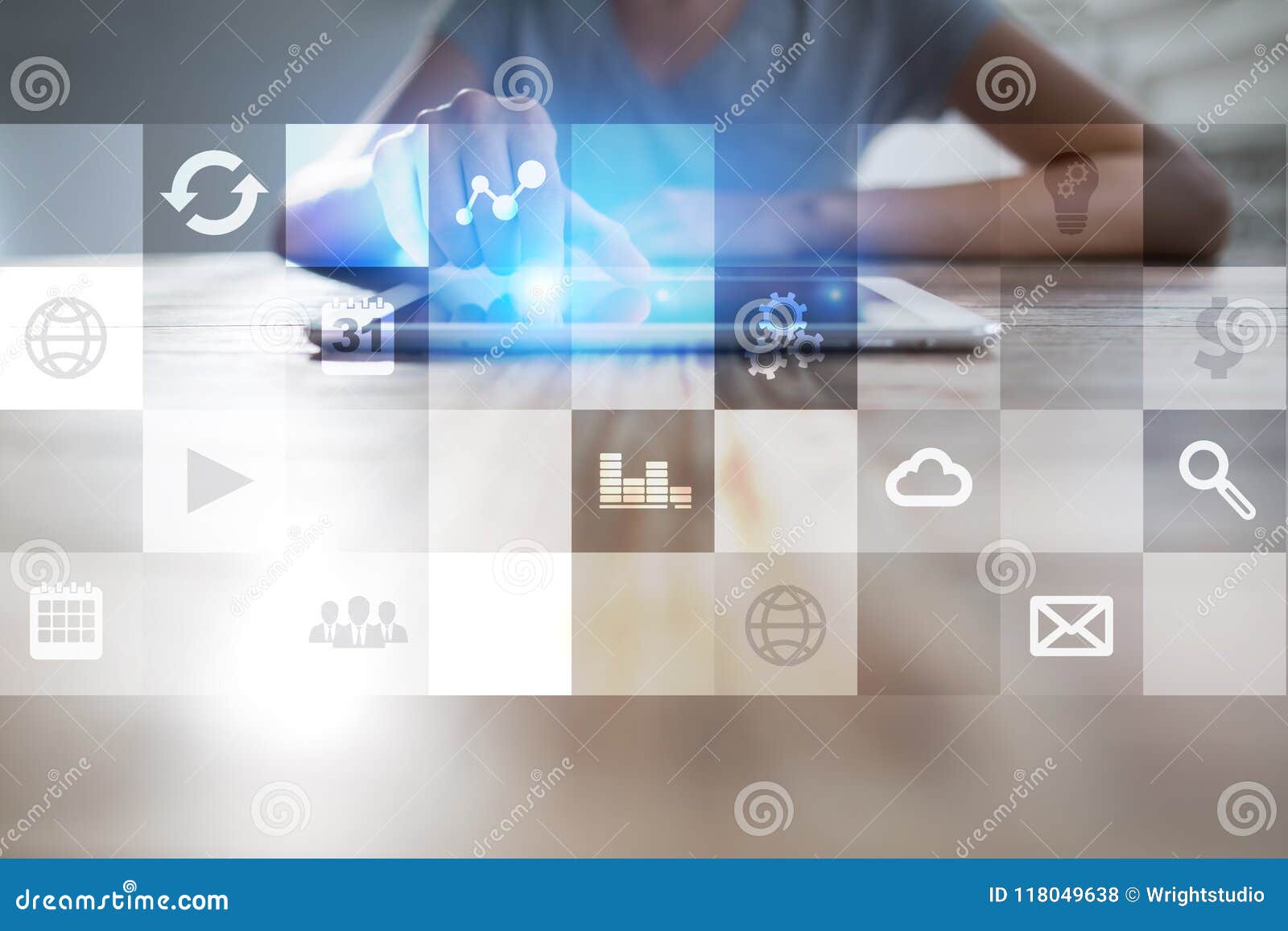 Virtual Screen Interface with Applications Icons. APPS. Strategy ...