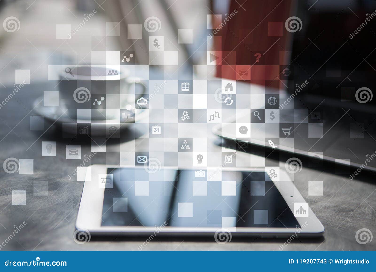 Virtual Screen Interface with Applications Icons. APPS. Strategy ...