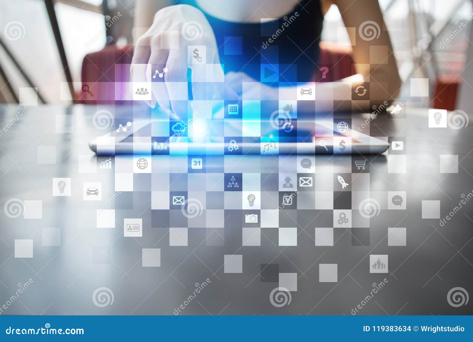 Virtual Screen Interface with Applications Icons. APPS. Strategy ...