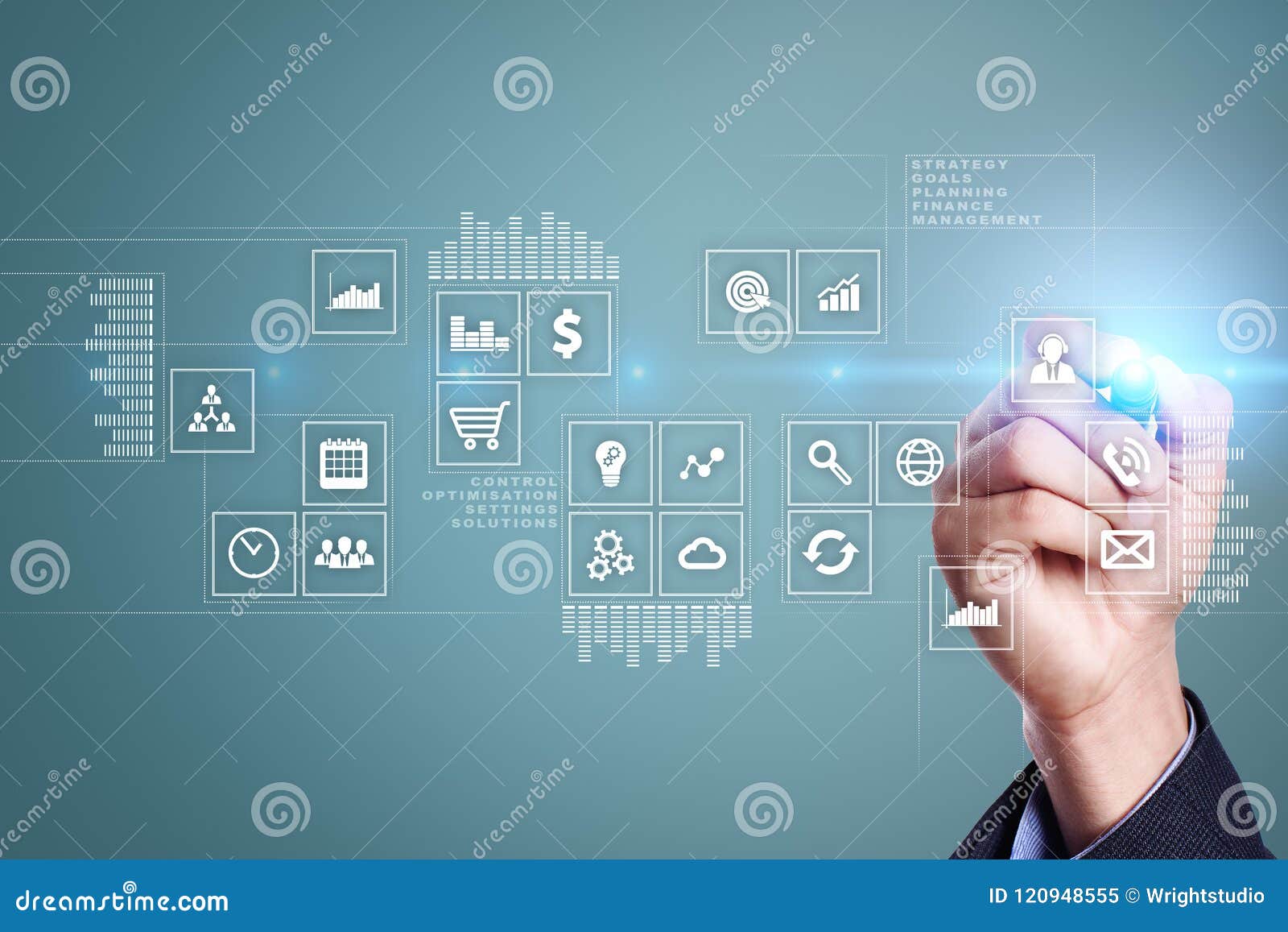 Virtual Screen Interface with Applications Icons. APPS. Strategy ...