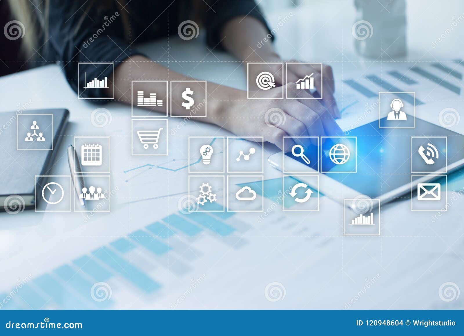 Virtual Screen Interface with Applications Icons. APPS. Strategy ...