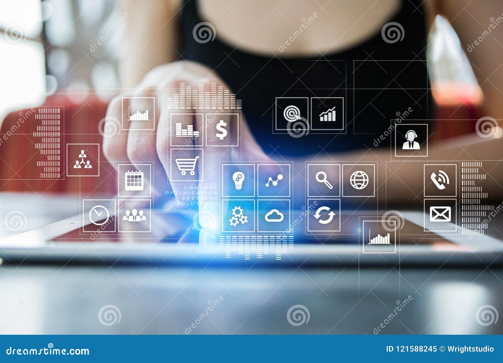 Virtual Screen Interface with Applications Icons. APPS. Strategy ...