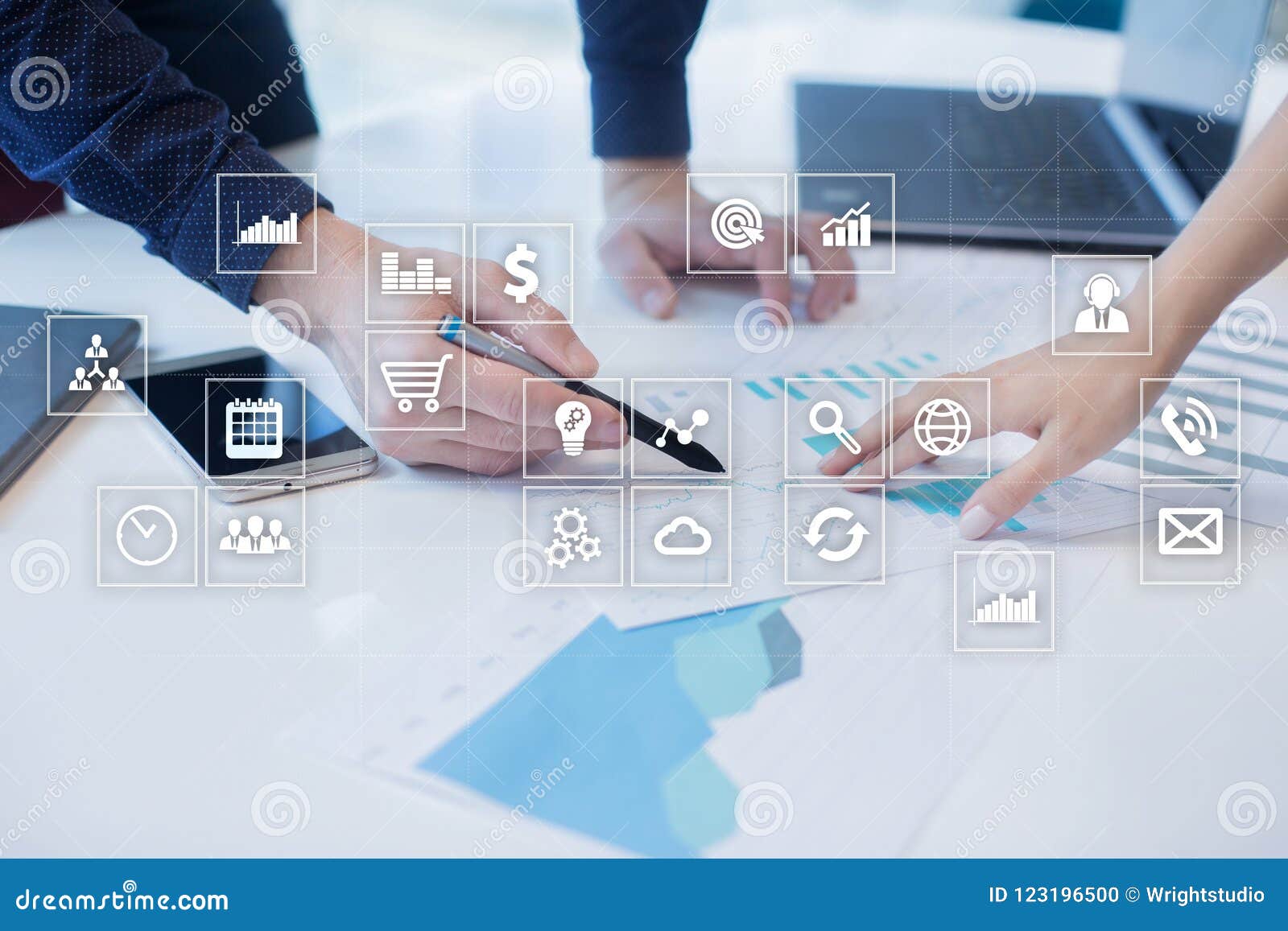 Virtual Screen Interface with Applications Icons. APPS. Strategy ...