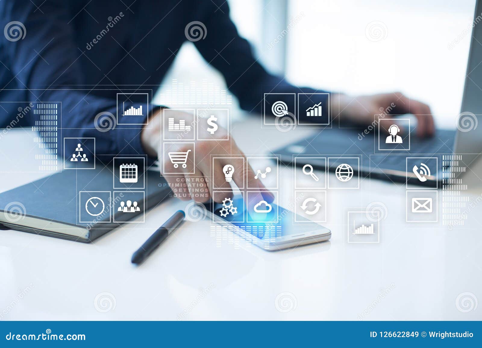 Virtual Screen Interface with Applications Icons. APPS. Strategy ...
