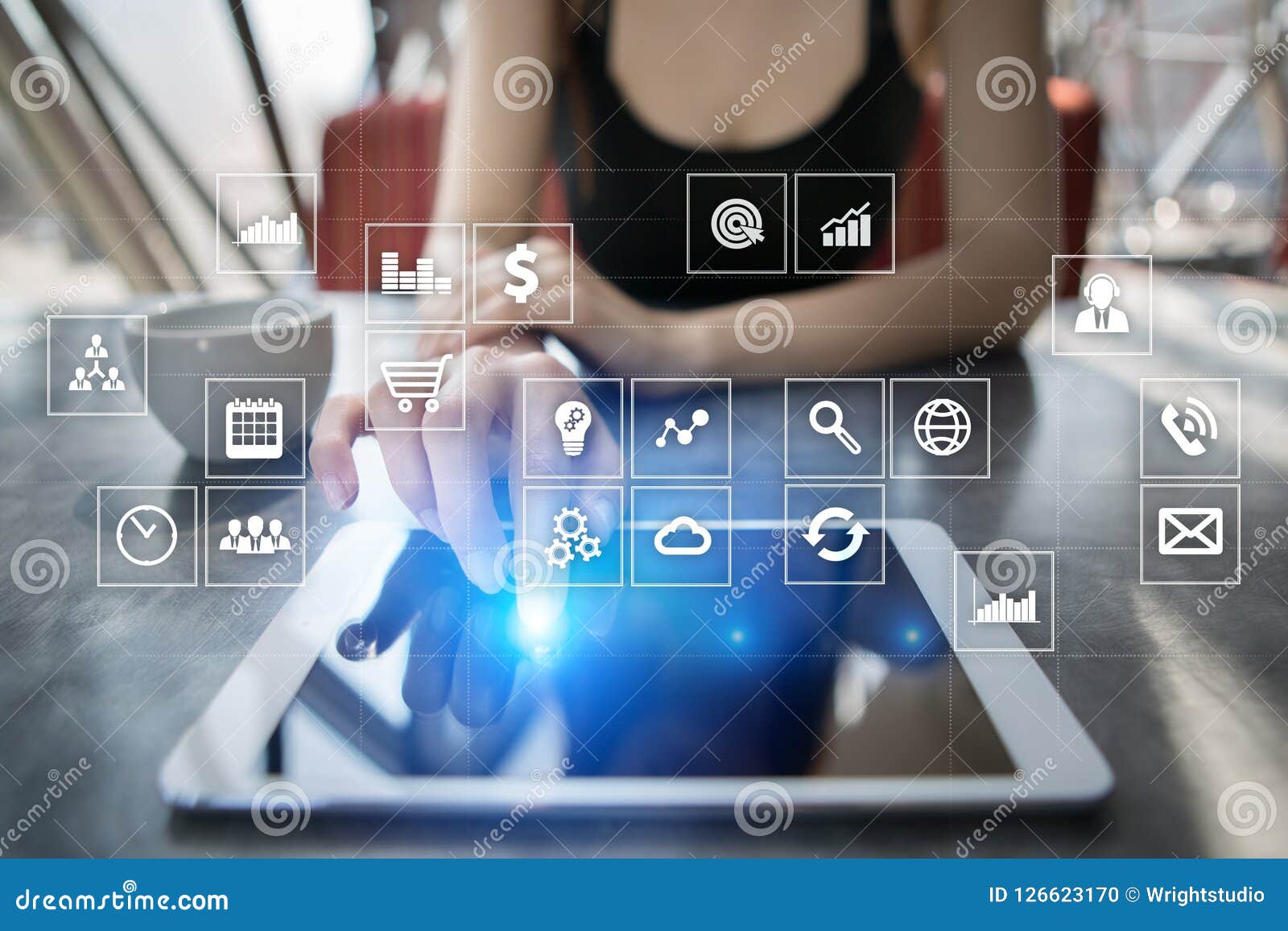 Virtual Screen Interface with Applications Icons. APPS. Strategy ...