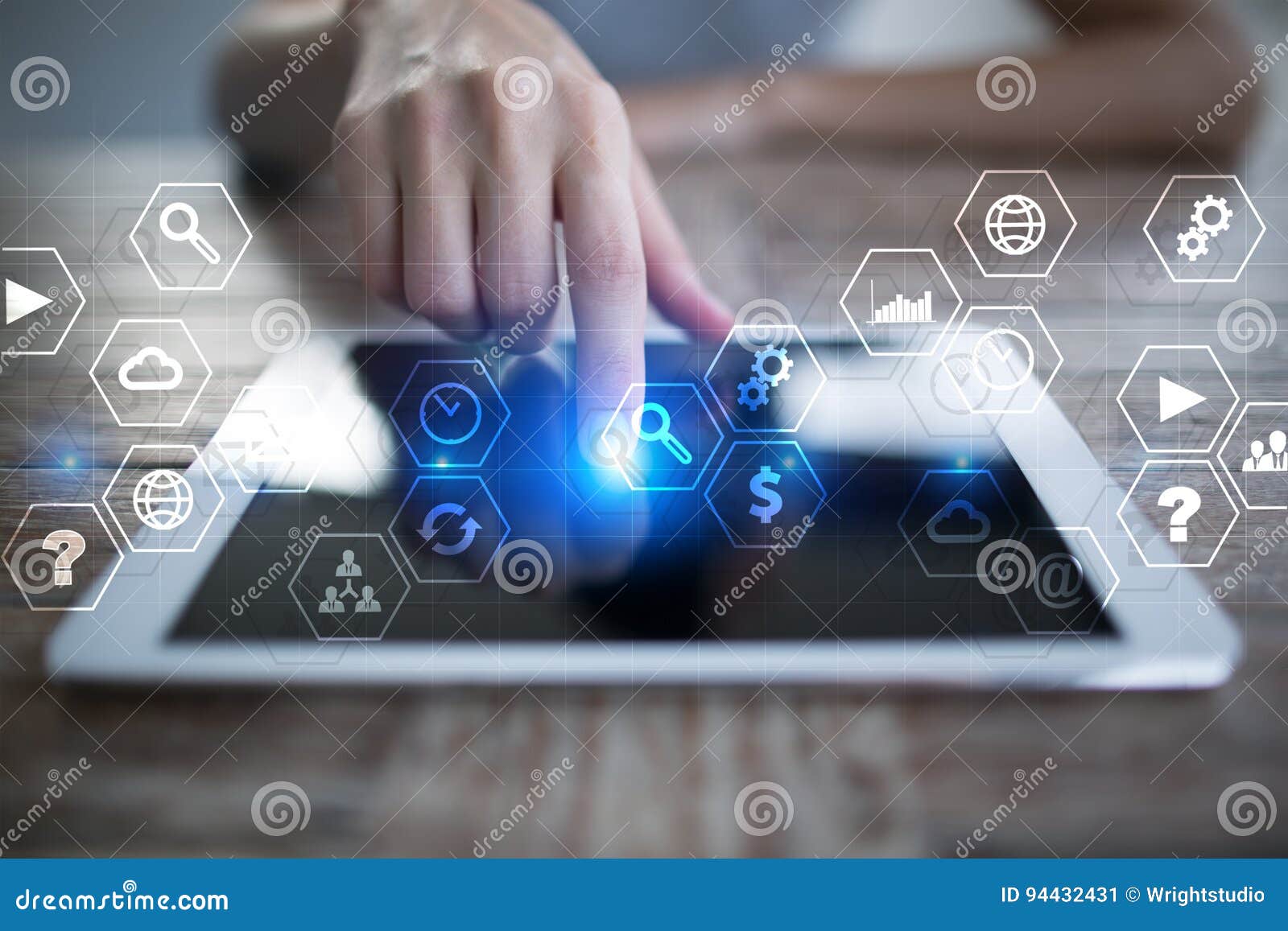 Virtual Screen Interface with Applications Icons. Internet Technology ...