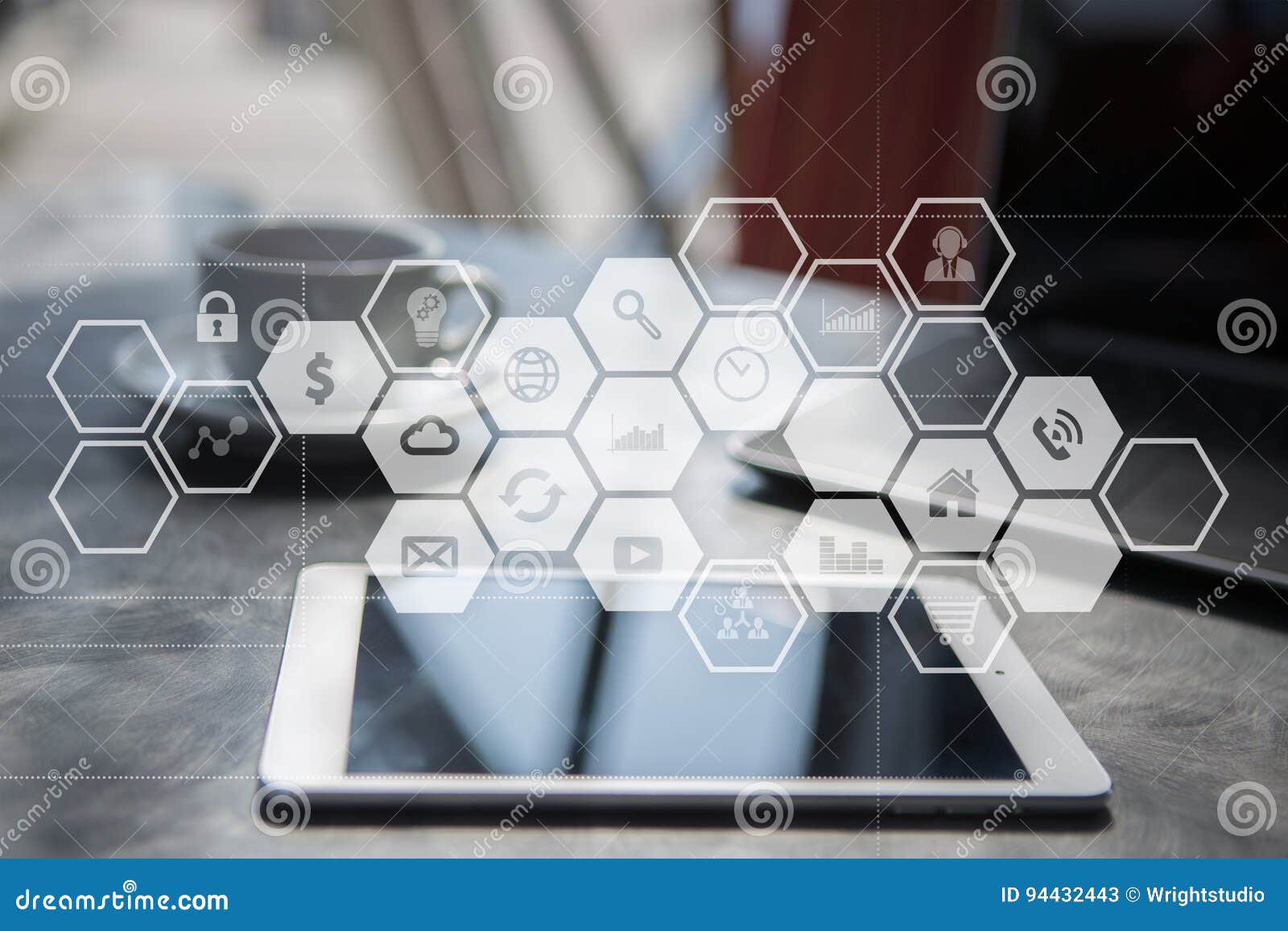 Virtual Screen Interface with Applications Icons. Internet Technology ...