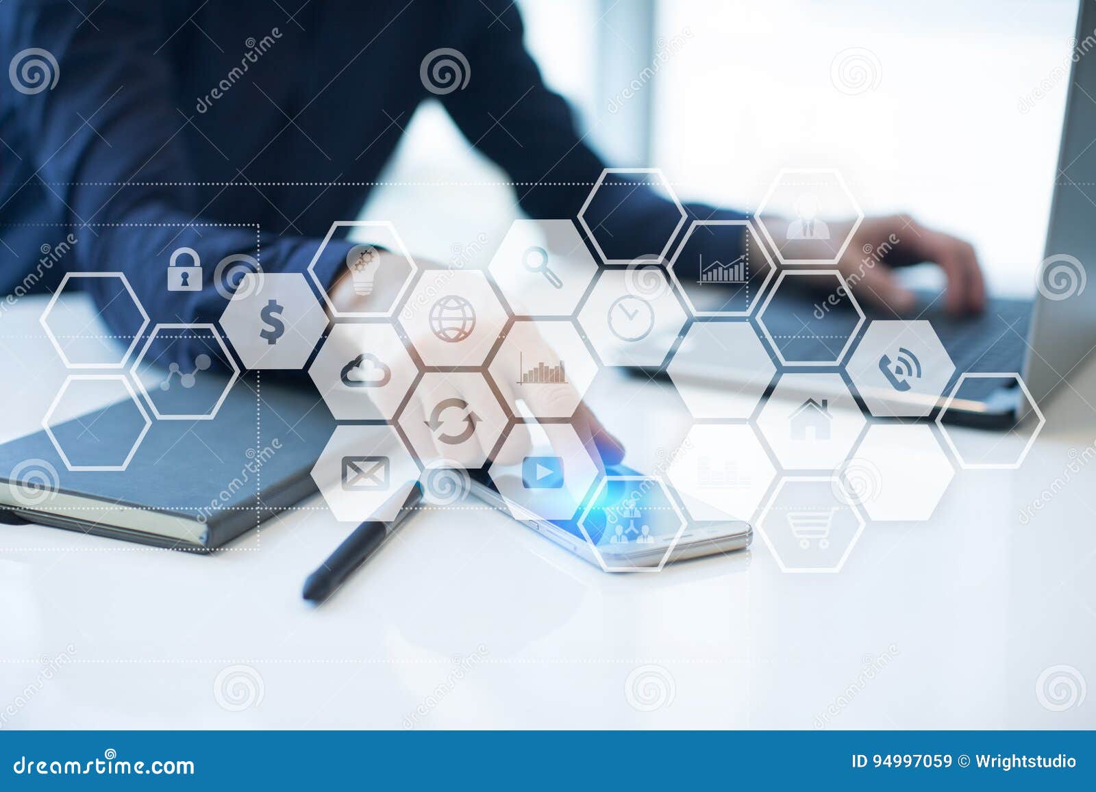 Virtual Screen Interface with Applications Icons. Internet Technology ...