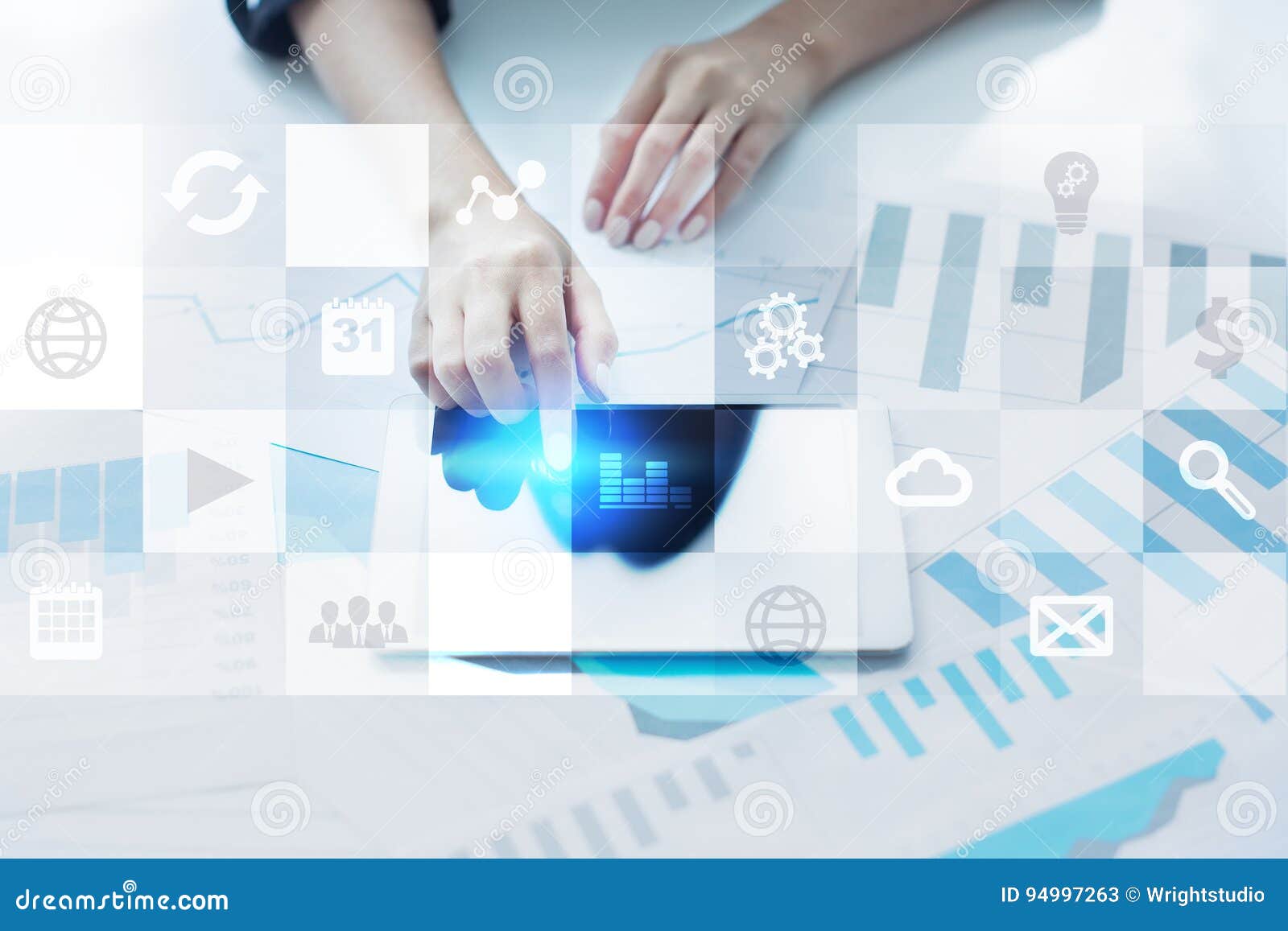 Virtual Screen Interface with Applications Icons. Internet Technology ...
