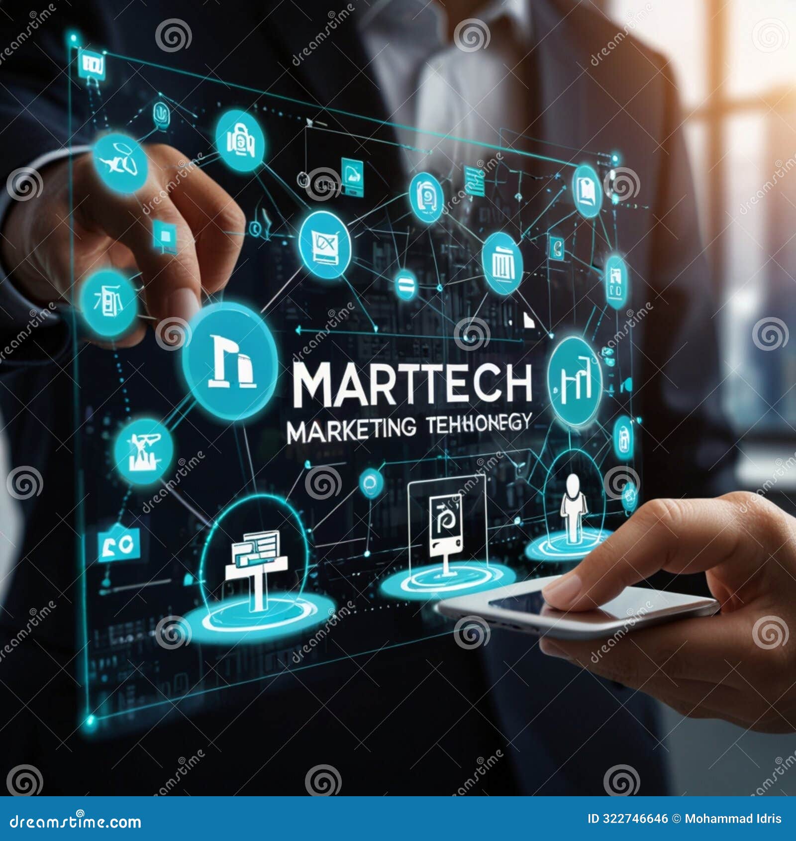Martech Marketing Technology Concept On Virtual Screen Interface. Business, Technology, Internet ...