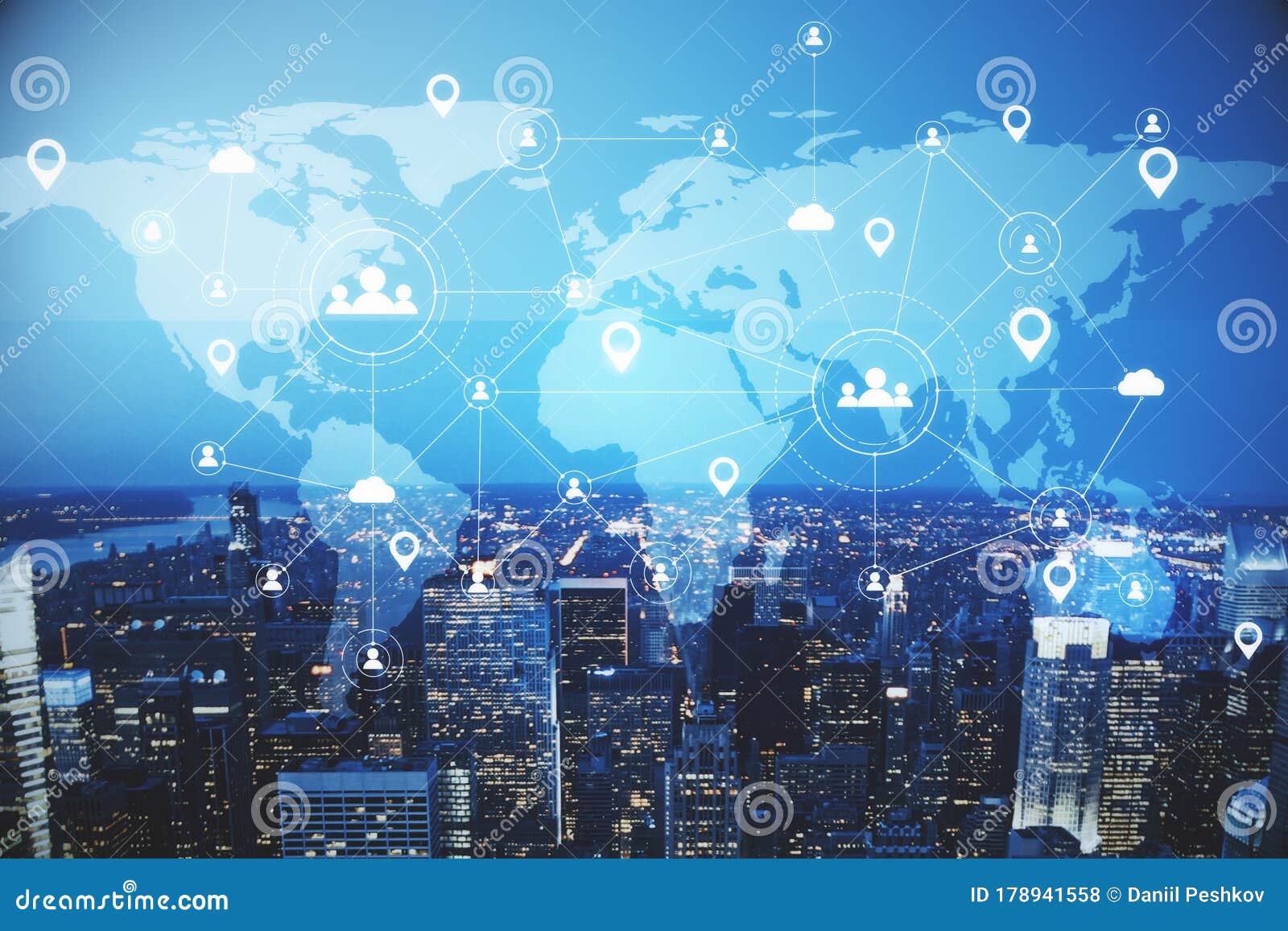 Virtual Screen with Remote Work Interface Stock Photo - Image of link ...