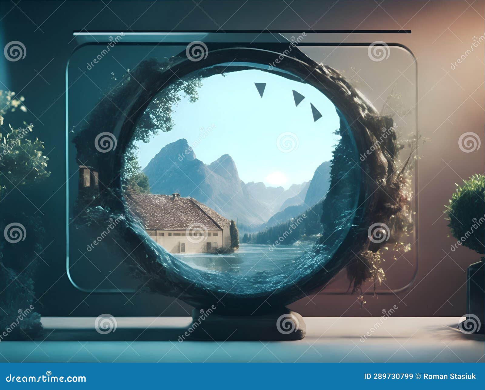 Virtual Nature Concept. Characters Wear Vr Glasses Immerse Into Virtual ...