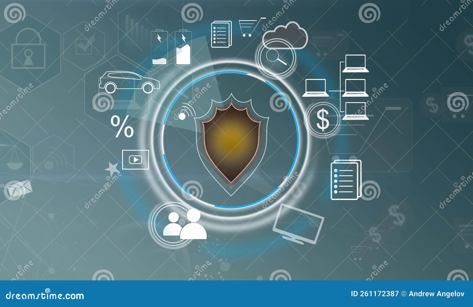 Virtual Security Icons. Cloud Technology Management Big Data Include ...