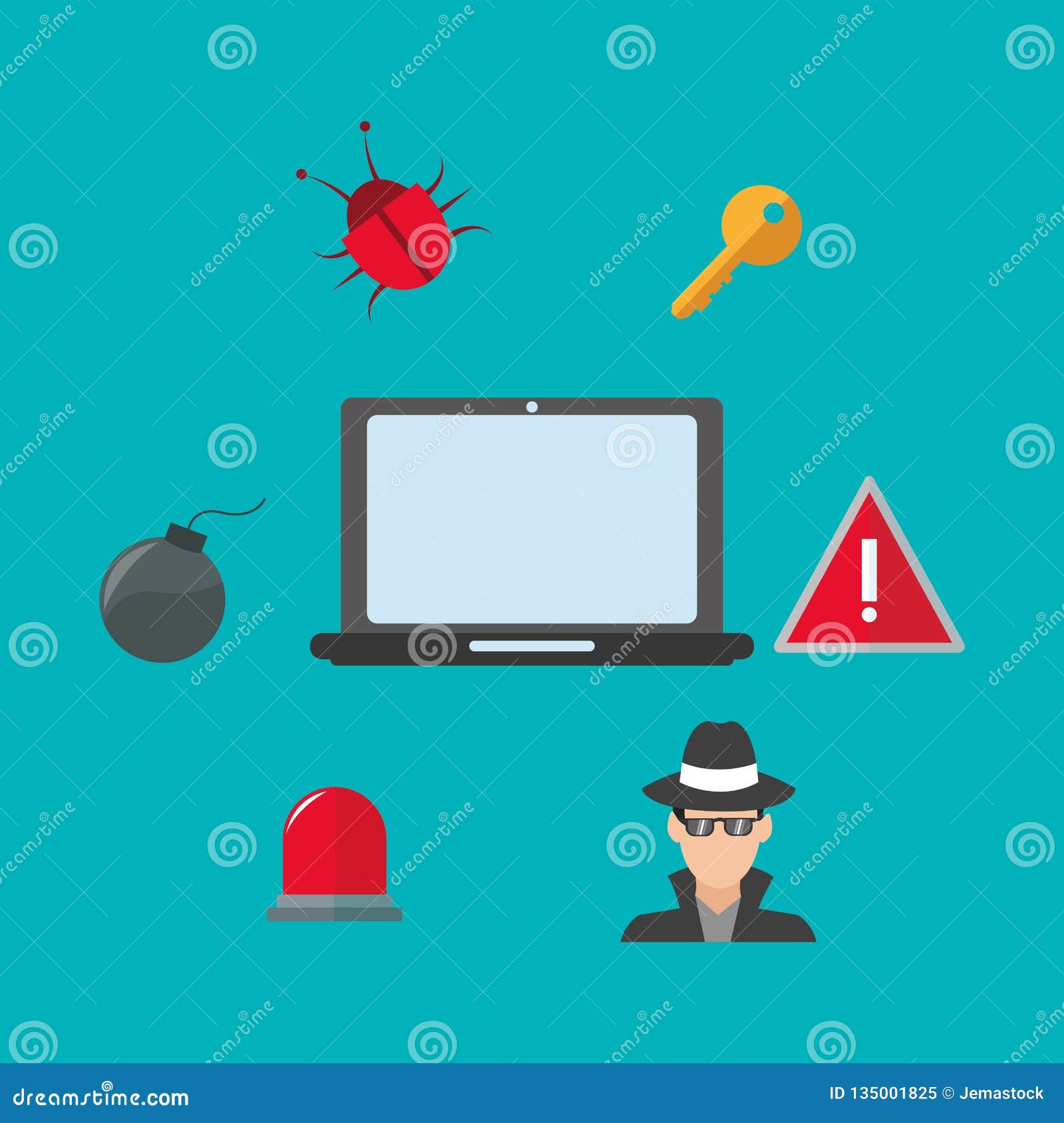 Virtual Security System Icons Image Stock Vector - Illustration of ...