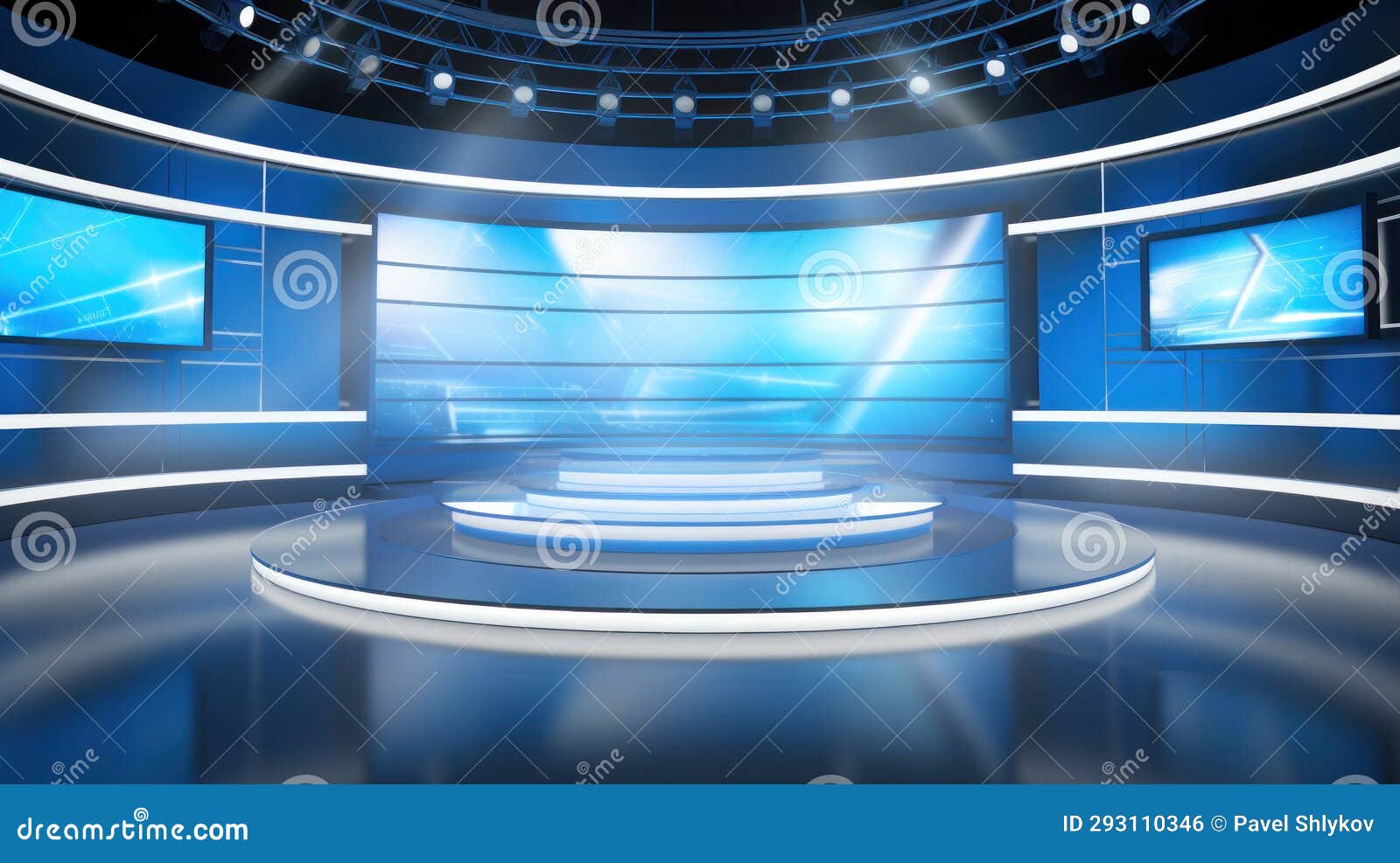 Virtual Set of Professional Broadcast Tv Studio Studio. News Room ...
