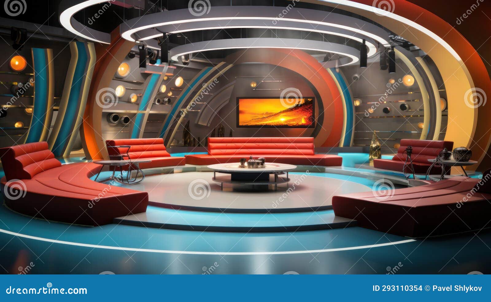 Virtual Set of Professional Broadcast Tv Studio Studio. News Room ...
