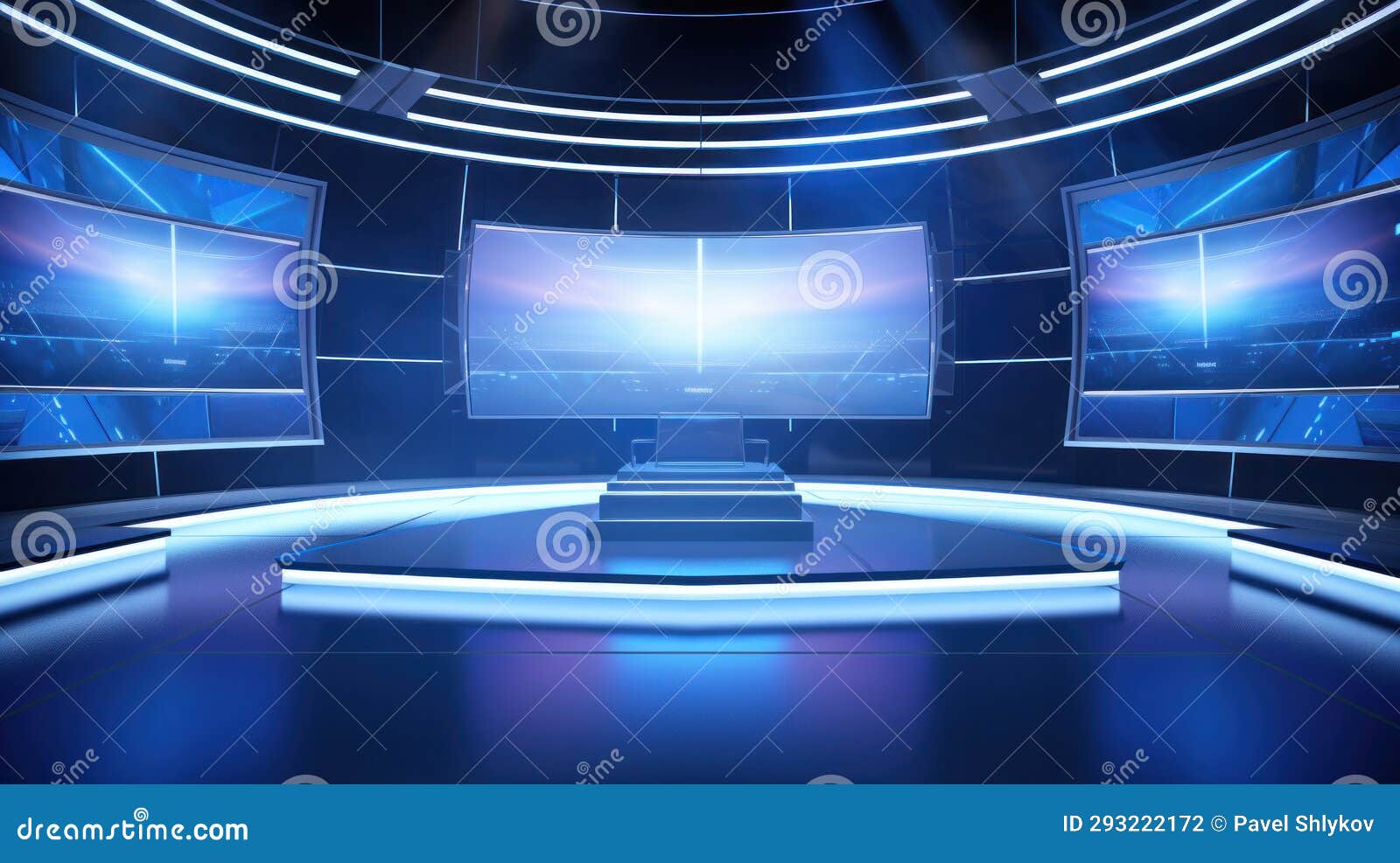 Virtual Set of Professional Broadcast Tv Studio Studio. News Room ...